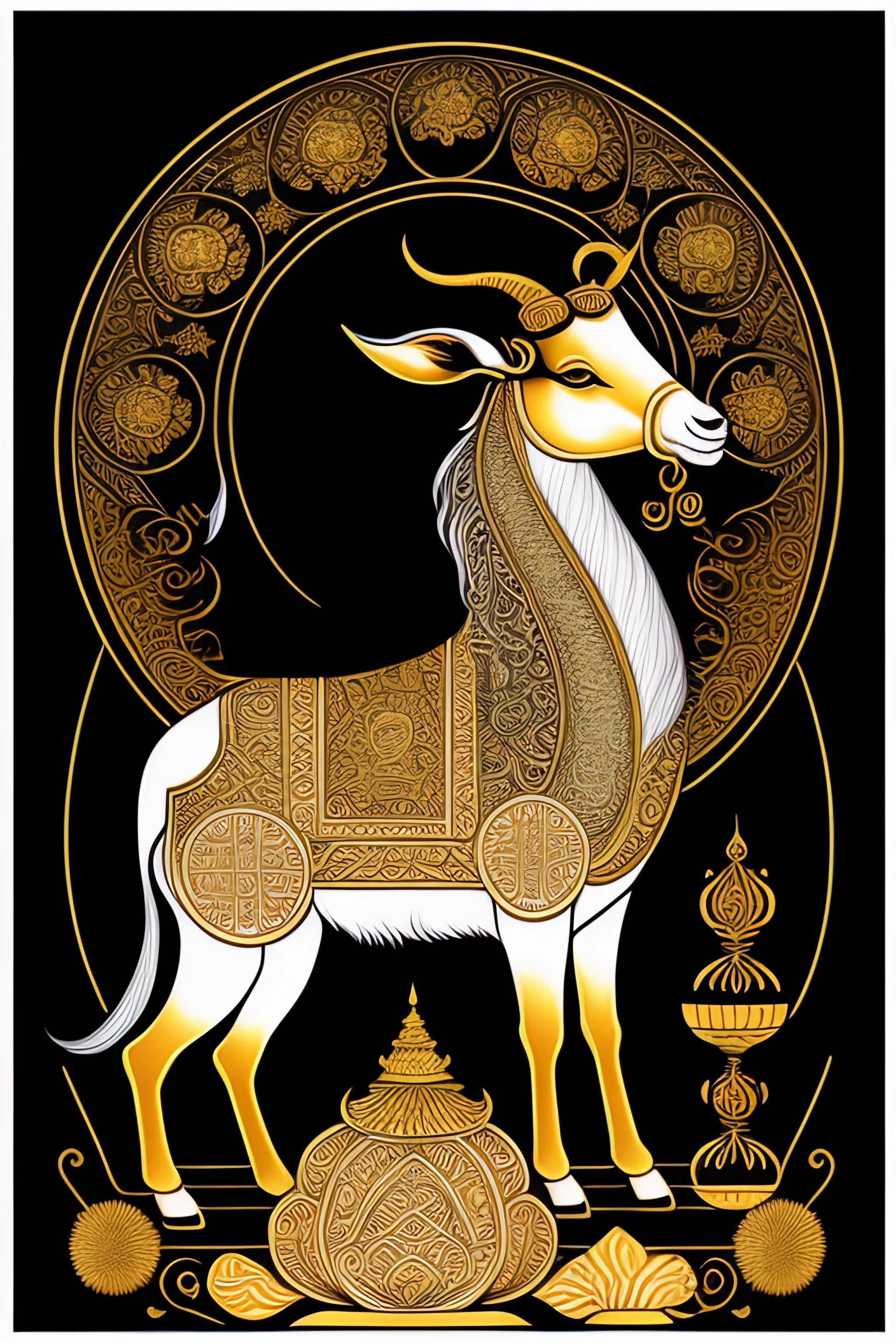 Lexica - Year of the goat, Chinese astrology, tarot card, line drawing ...