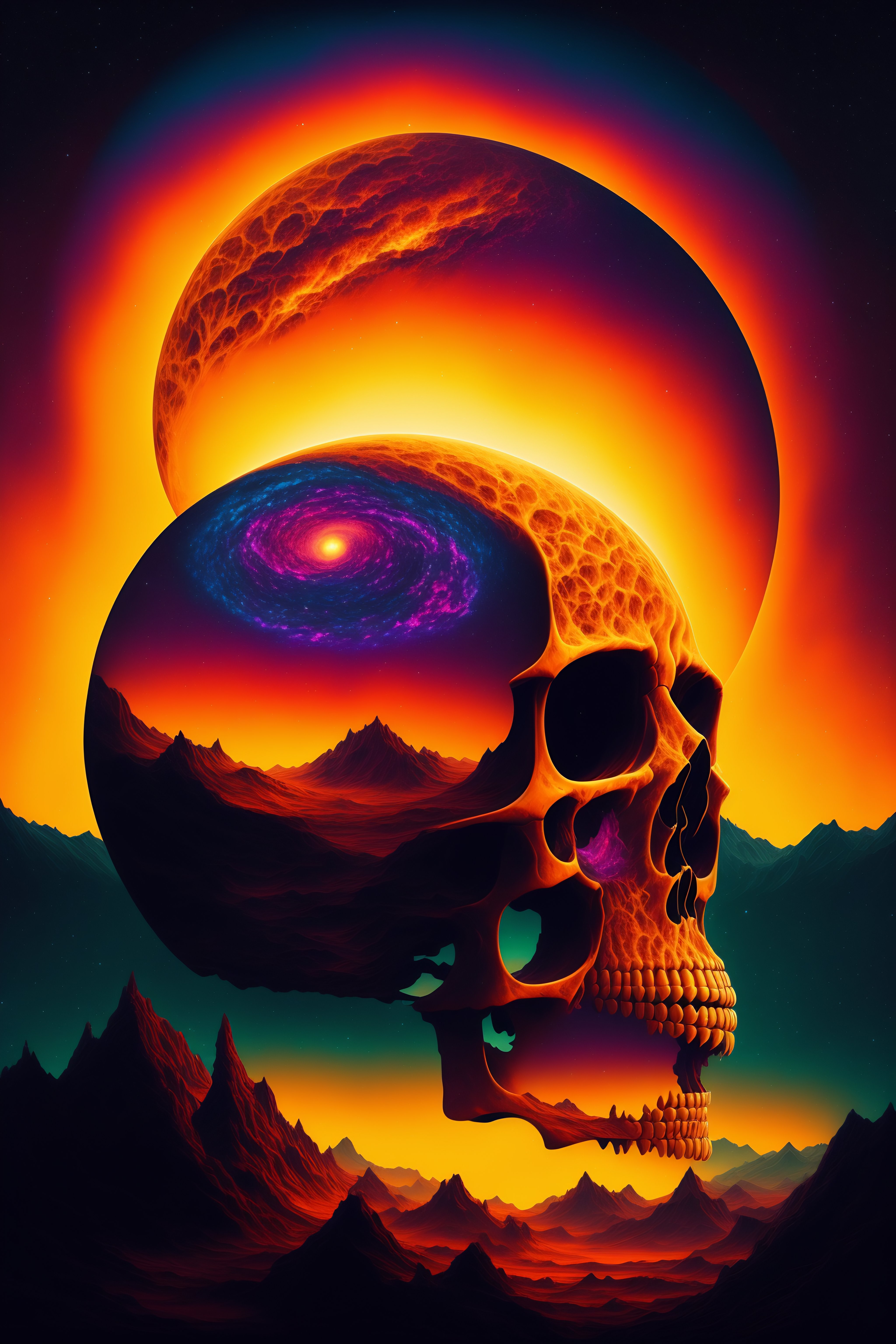 Lexica - Ngc 3132 melting mysterious skull landscape by Casey Weldon ...