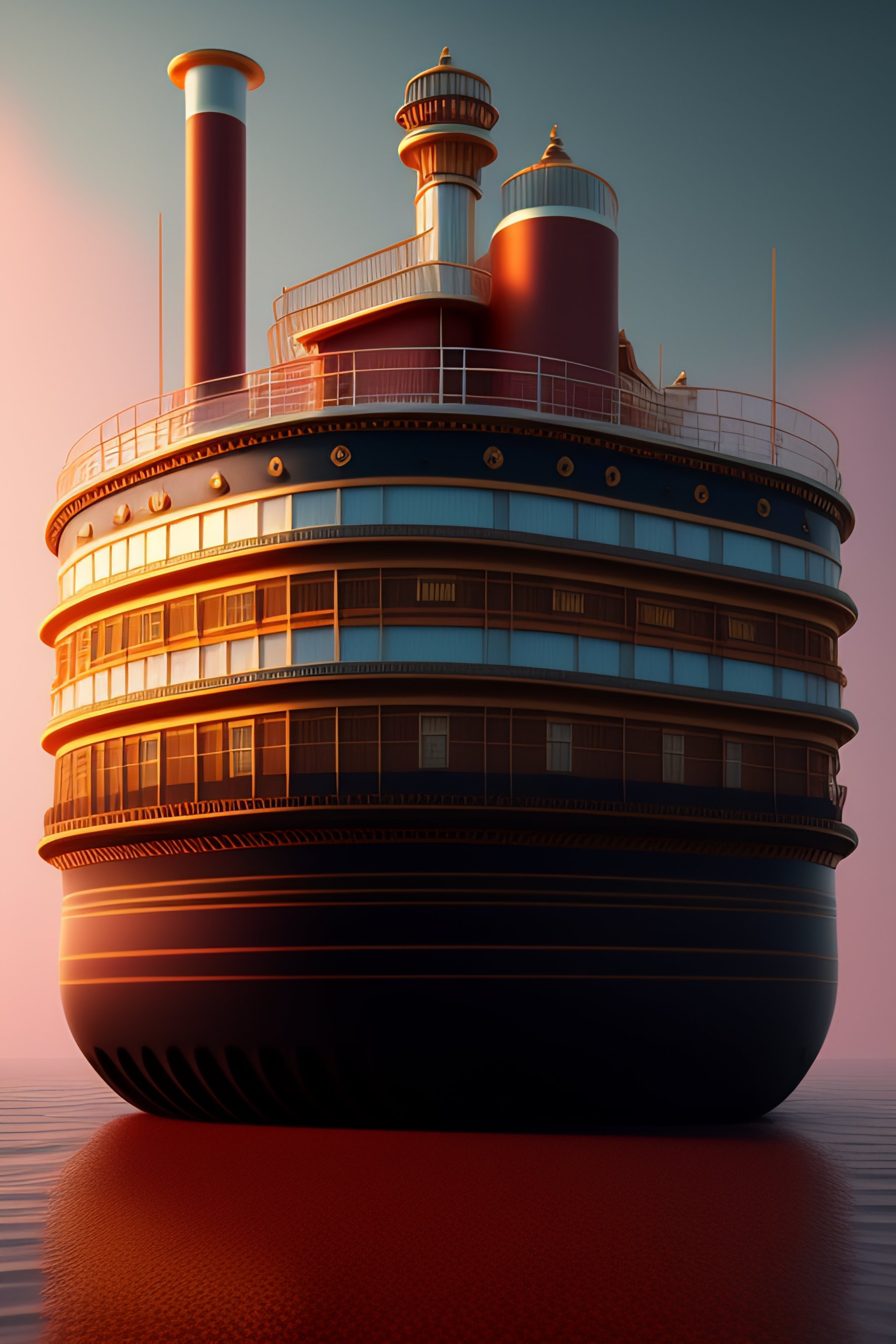 Lexica - Cross section of a steam ship, wes anderson style, Lumen ...
