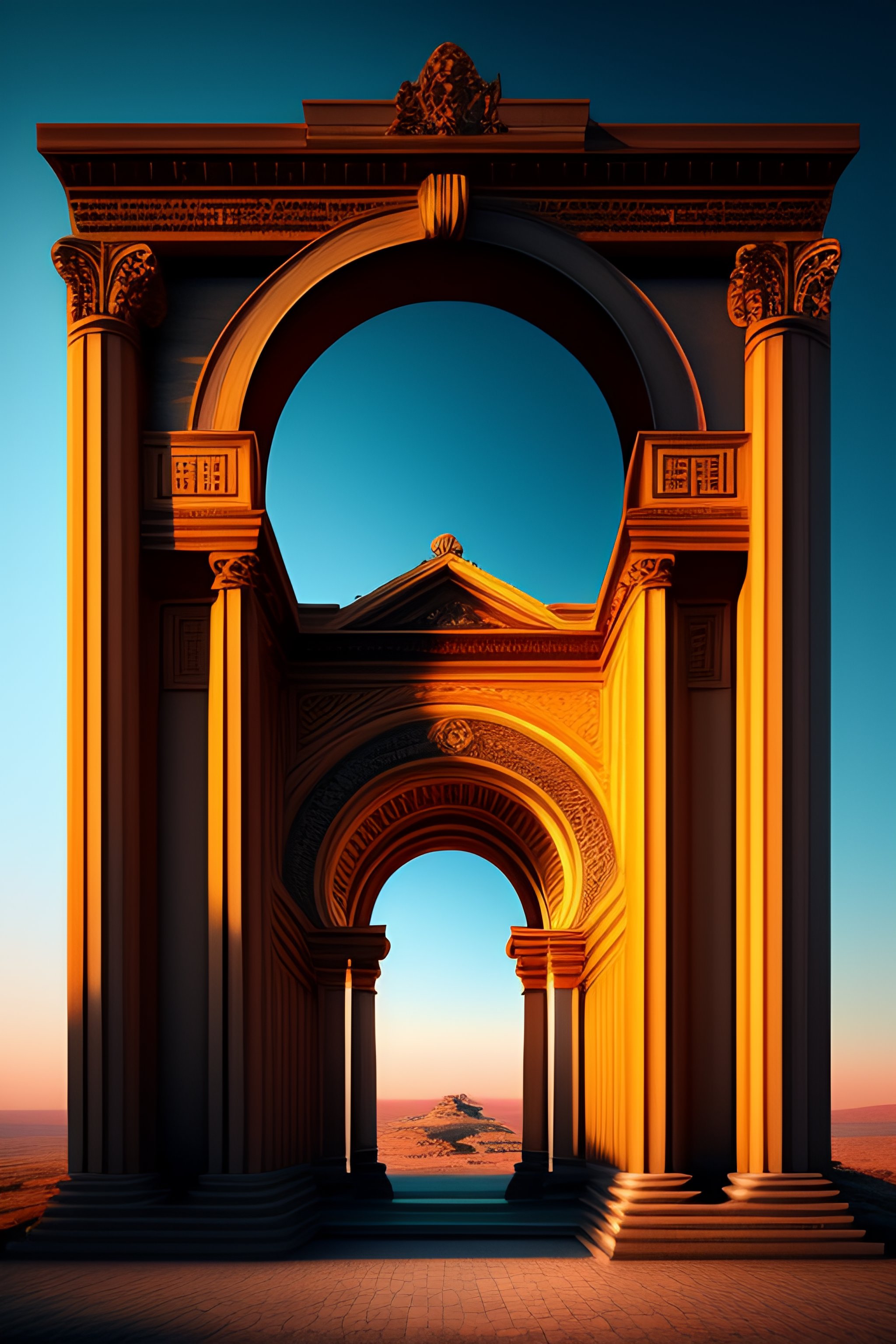 Lexica - Flaming portal, arch, greek columns, border