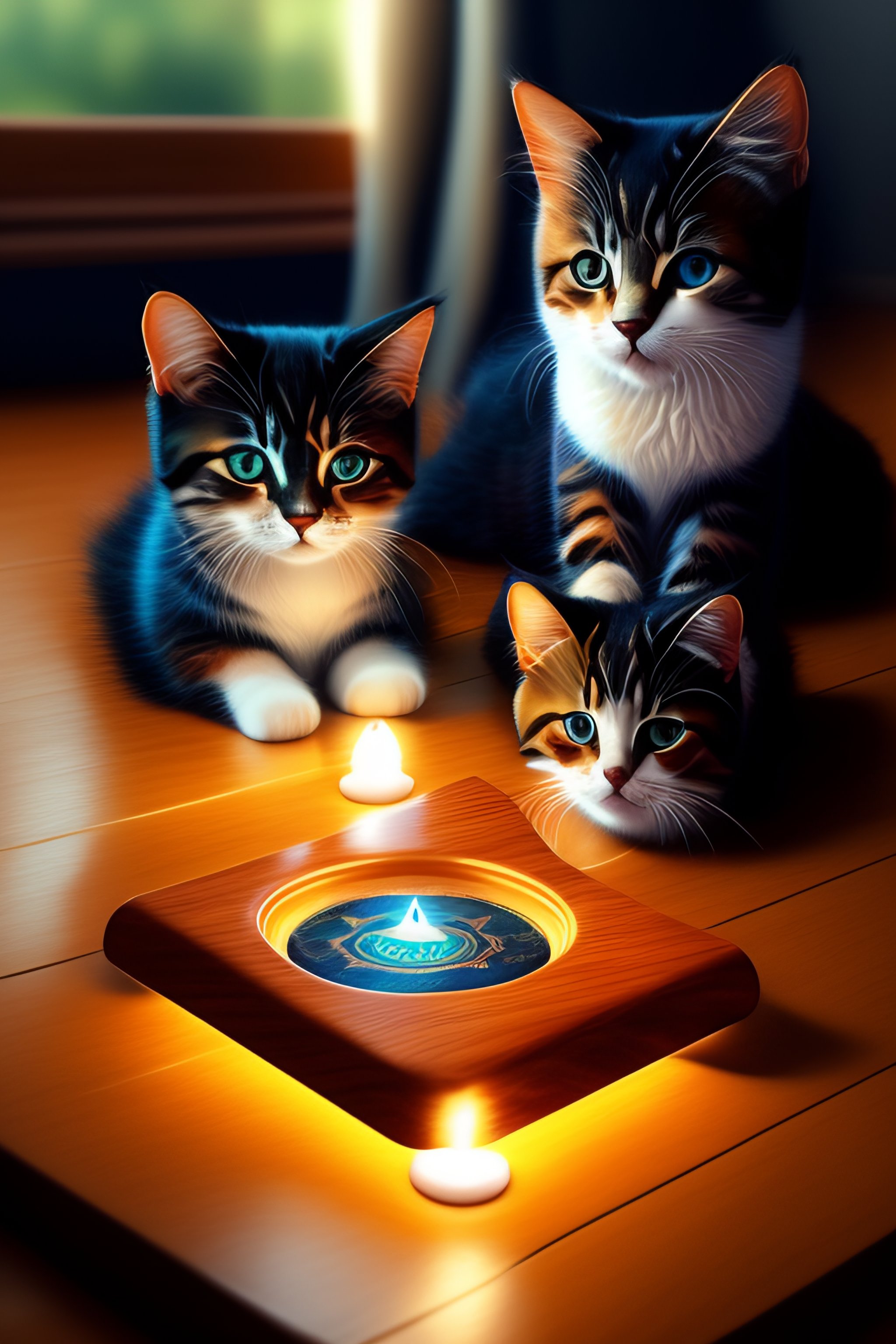 Lexica - Sleepy hollow style. Cats playing an ouija board. Spooky ...