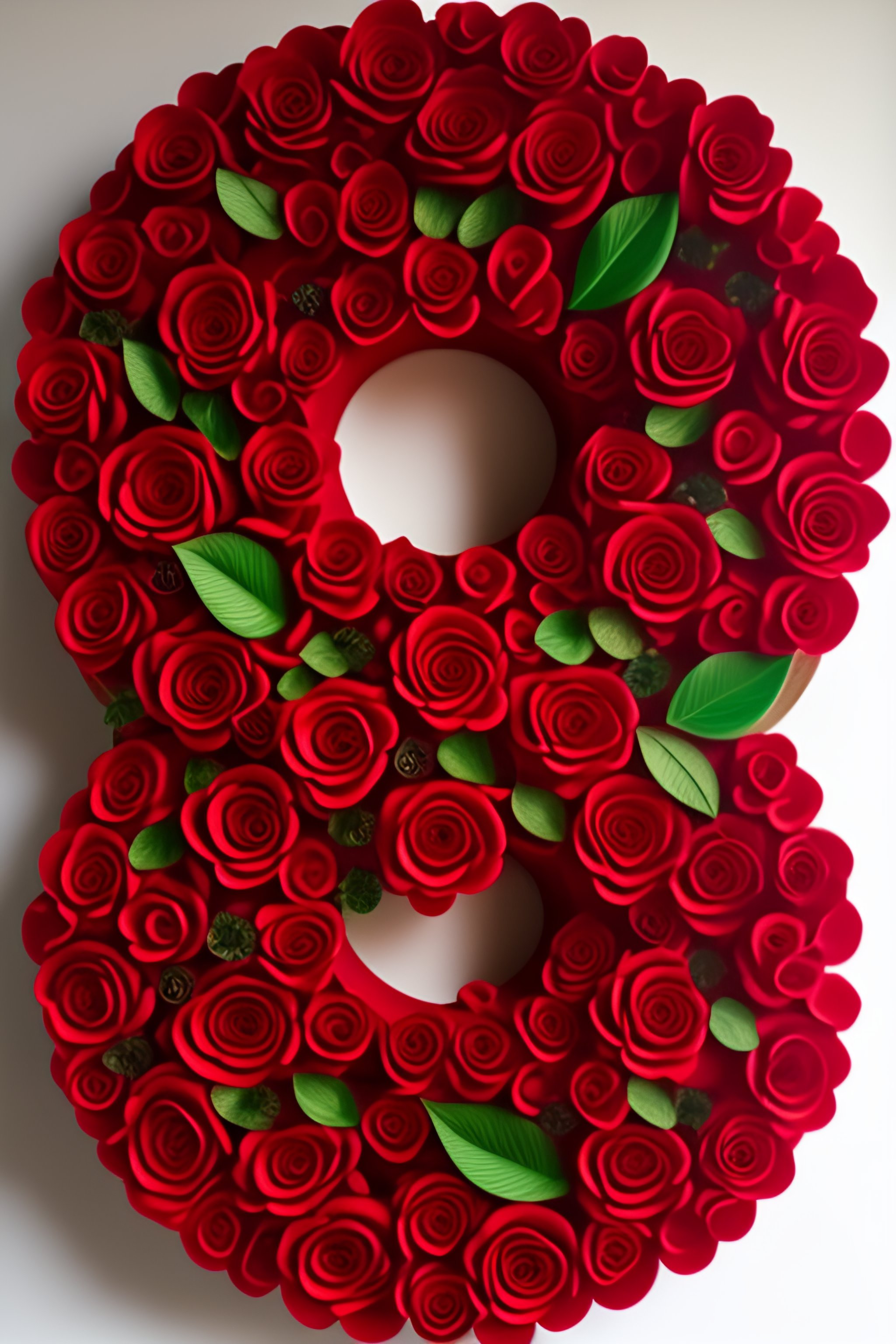 Lexica - Red roses surronded by circular arrangment of leaves, ladybird ...