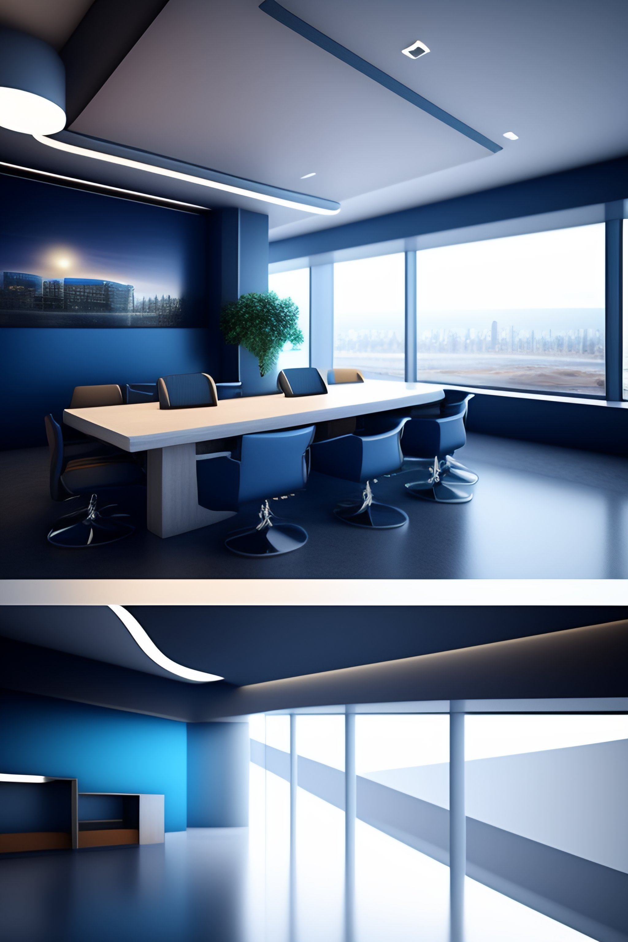 Lexica - Futuristic coporate office interior photorealistic archviz ...