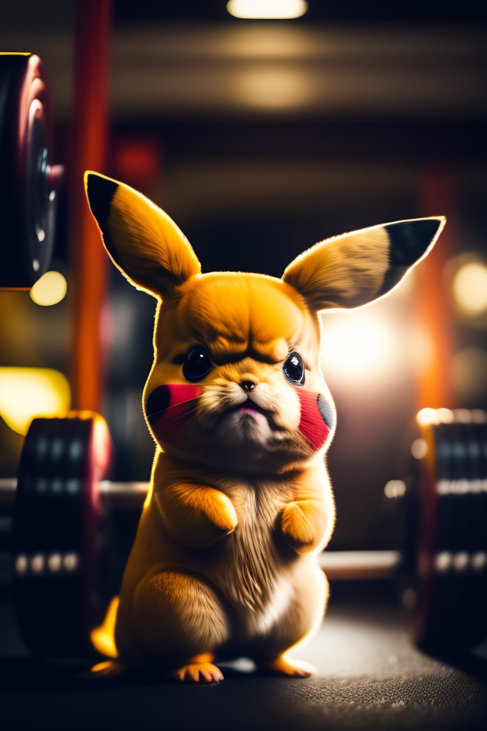 Lexica - Pikachu doing deadlifts and getting swole at a luxury gym ...
