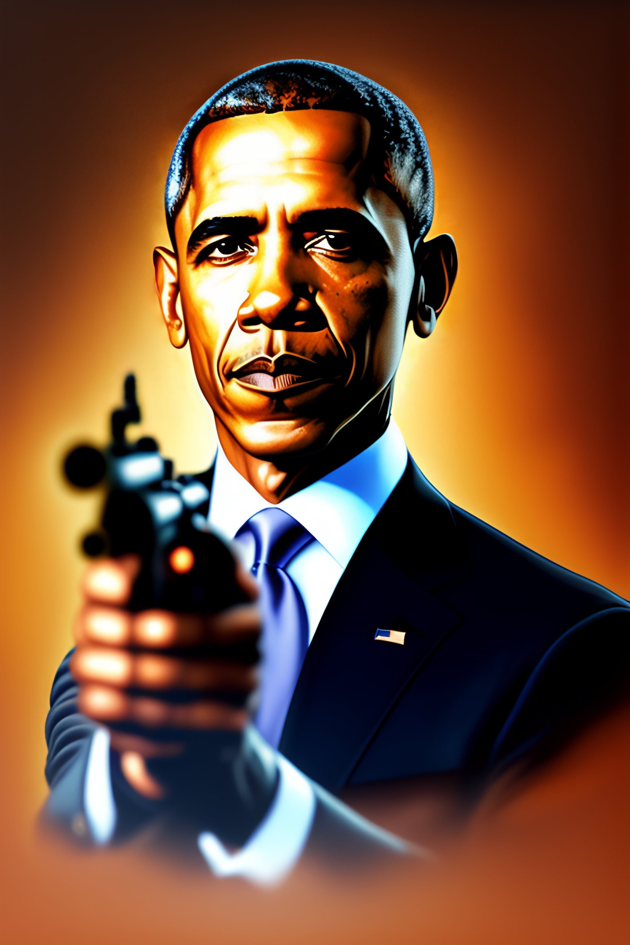 Lexica - Portrait of obama holding a gun