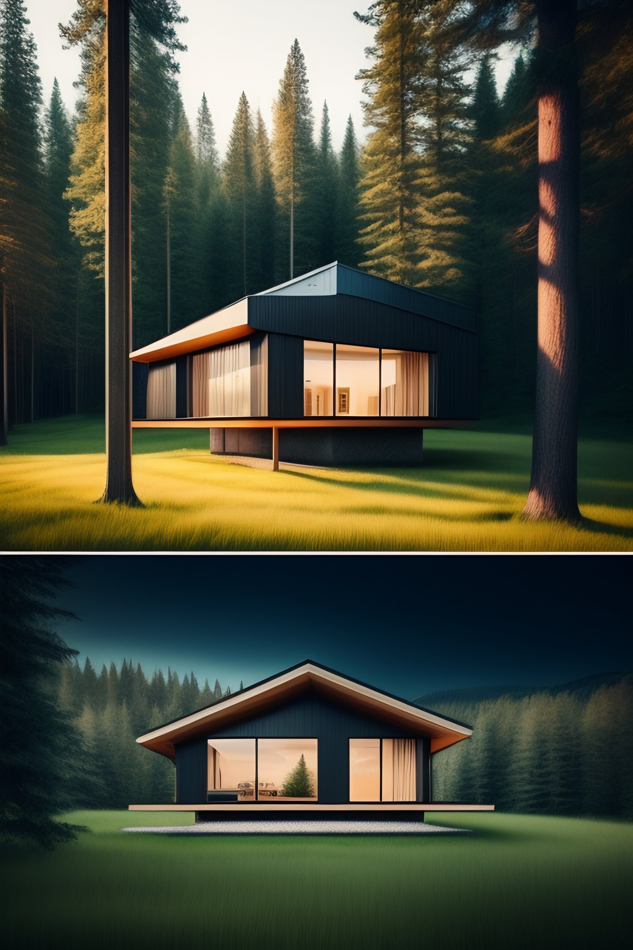 Lexica - Realistic modern cabin in the woods