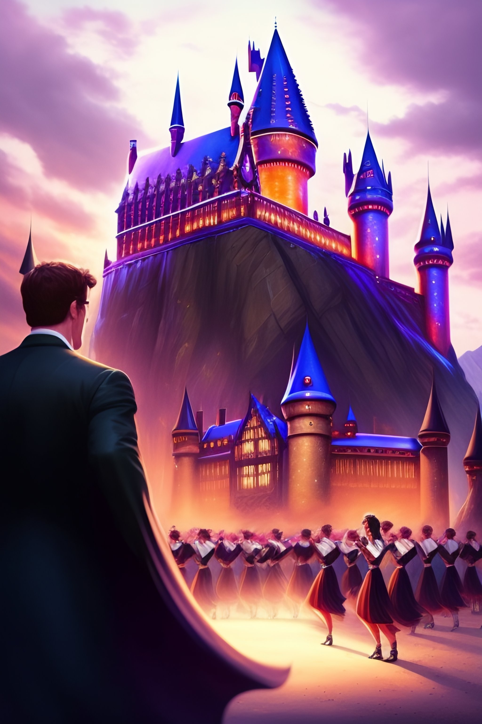 Lexica - An image of Hogwarts with Dexter and a lot of girls dancing