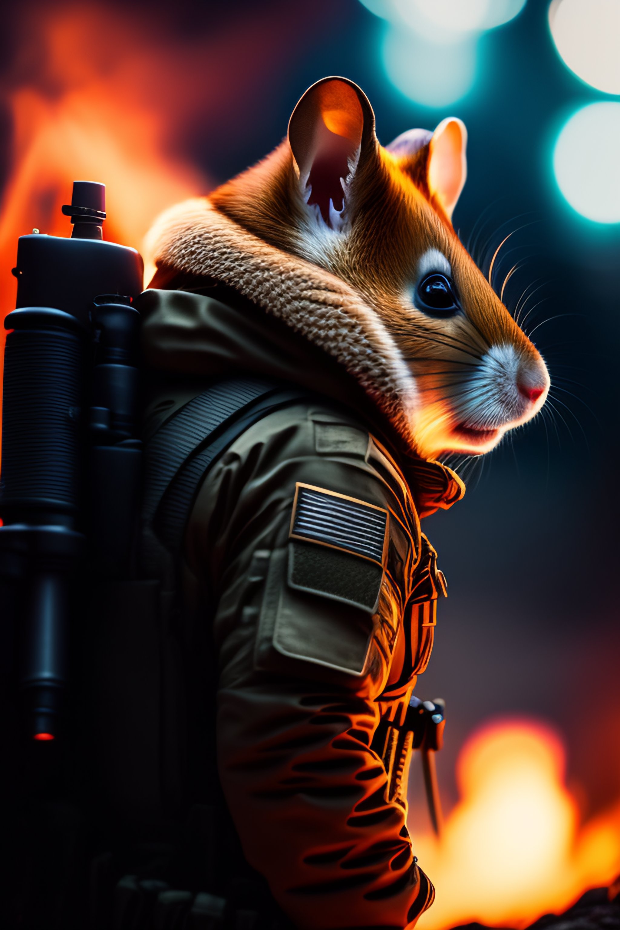 Lexica - Anthropomorphic red hamster warrior agent in a burnt land ...