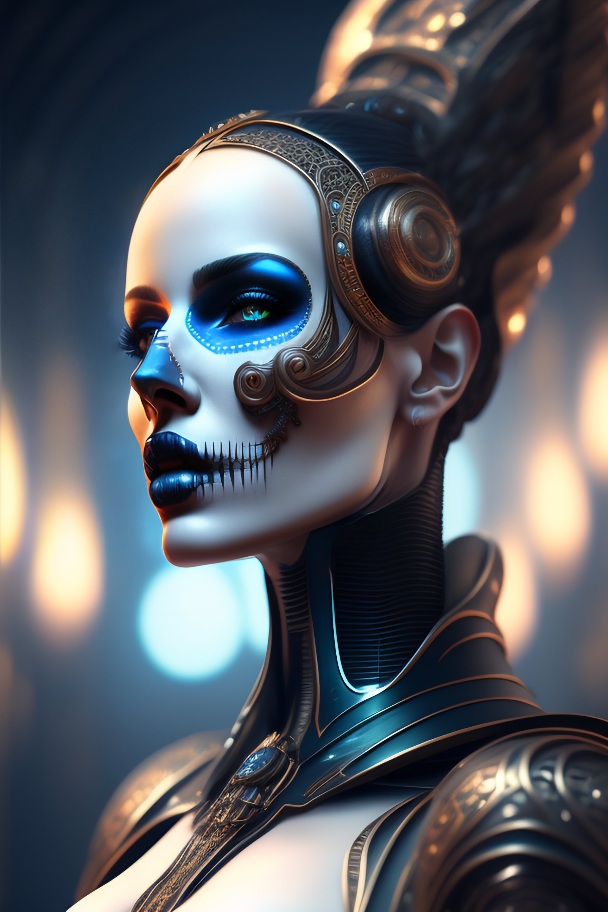 Lexica - Ultra detailed side portrait of female android, beautiful ...
