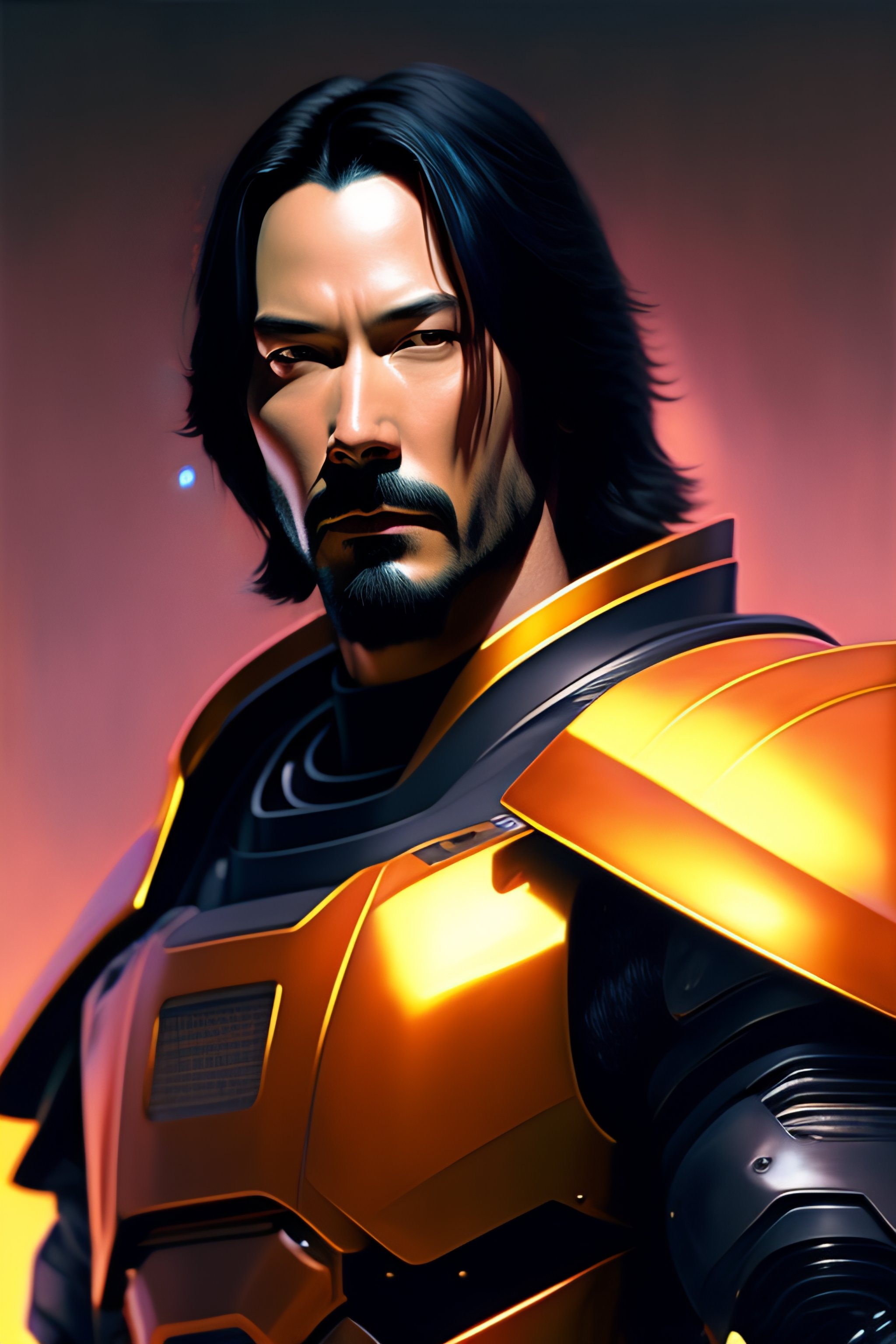 Lexica - A Keanu Reeves face, realistic scifi cyberpunk power samurai ...