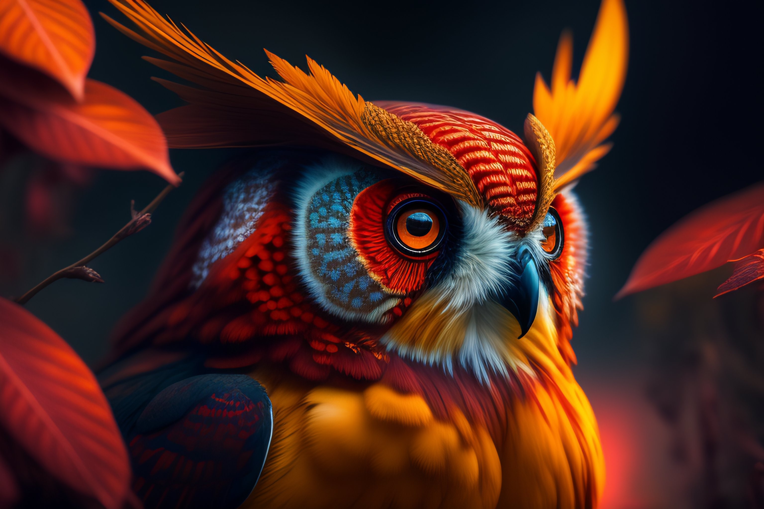 Lexica - Painting of hybrid between spider & red owl, intercrossed ...