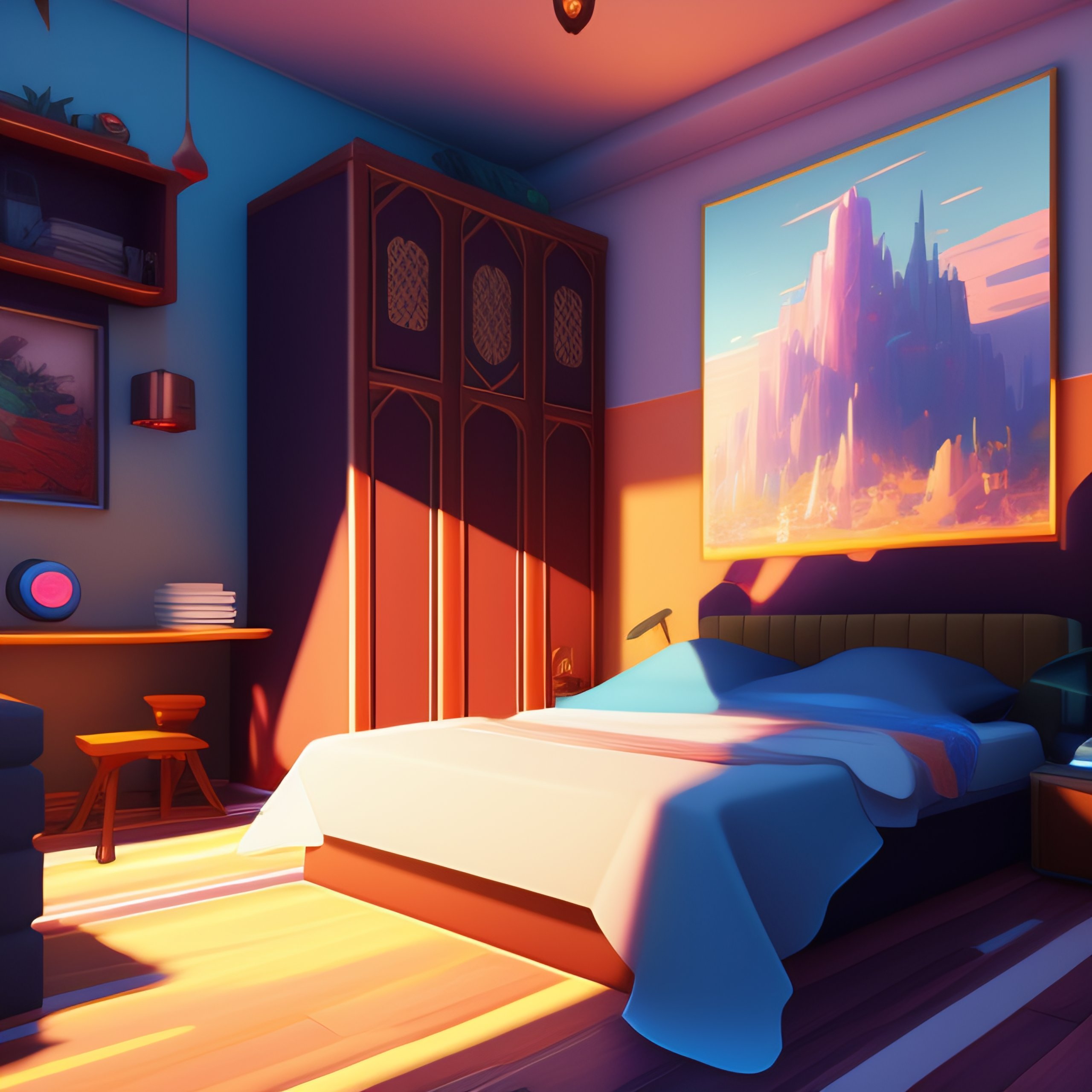 Lexica - A messy gamer girl bedroom, vector illustration, in marble ...