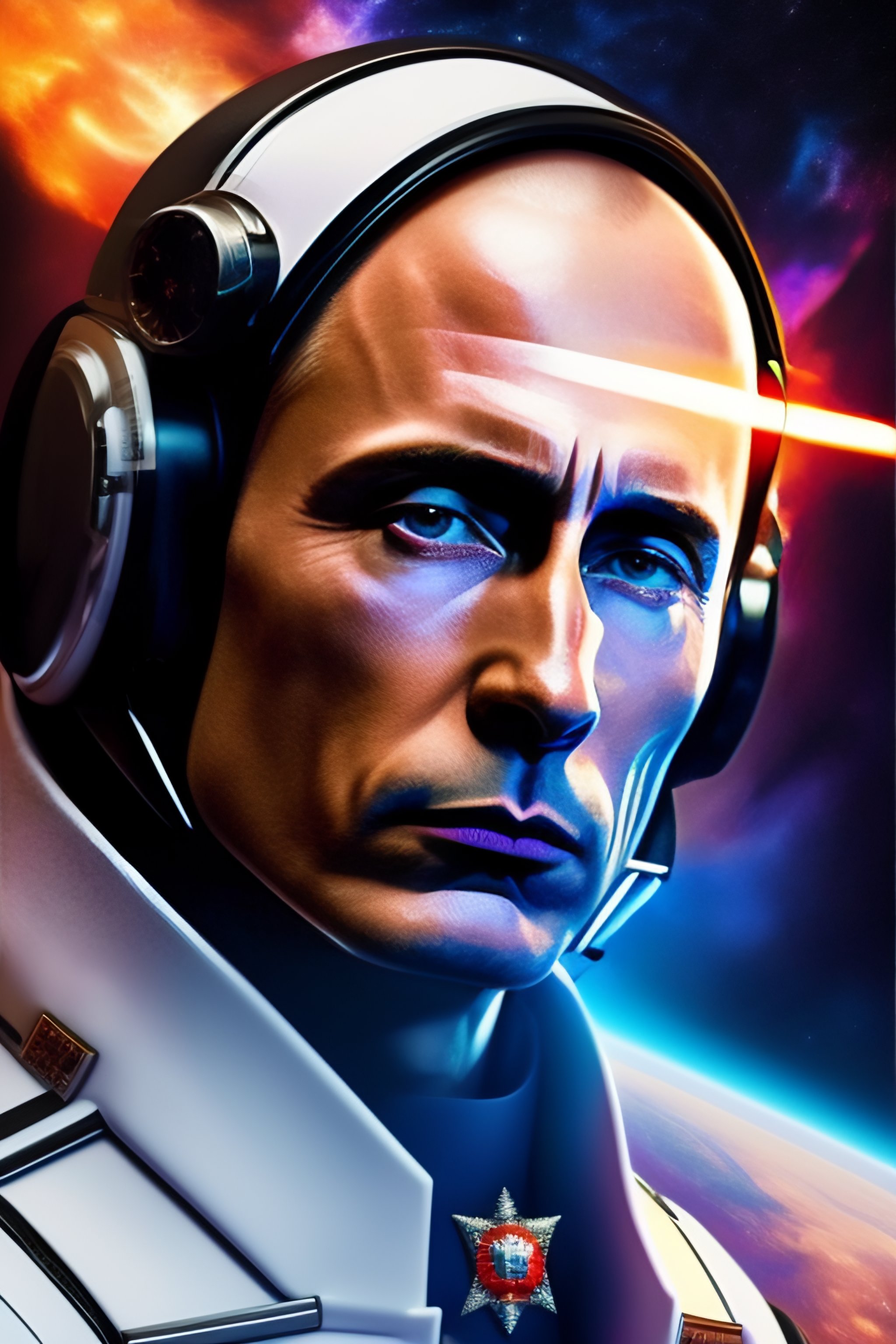 Lexica - Putin cyborg in space war with laser blaster