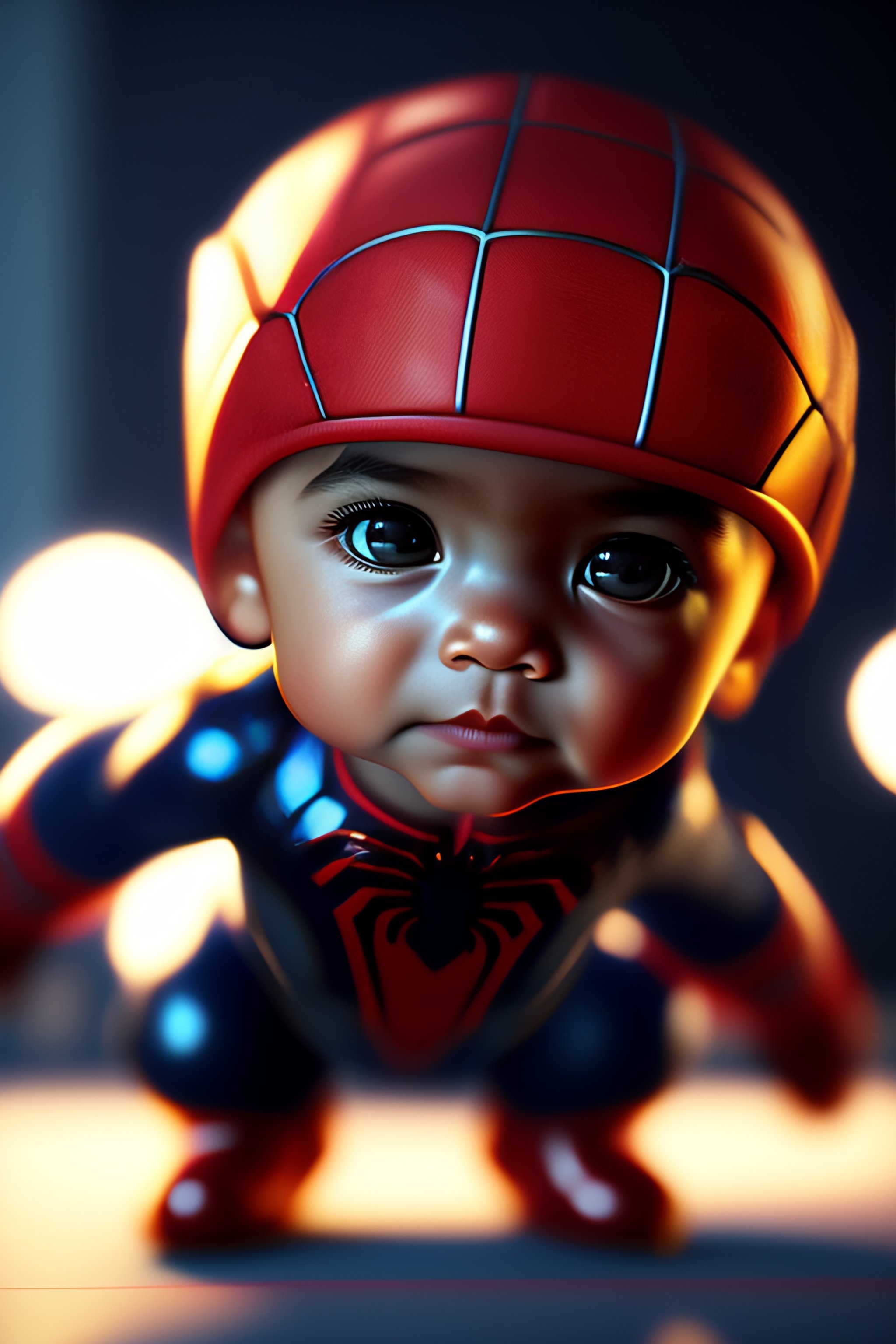 Lexica - Cute baby spider man, photo realistic, unreal engine ...