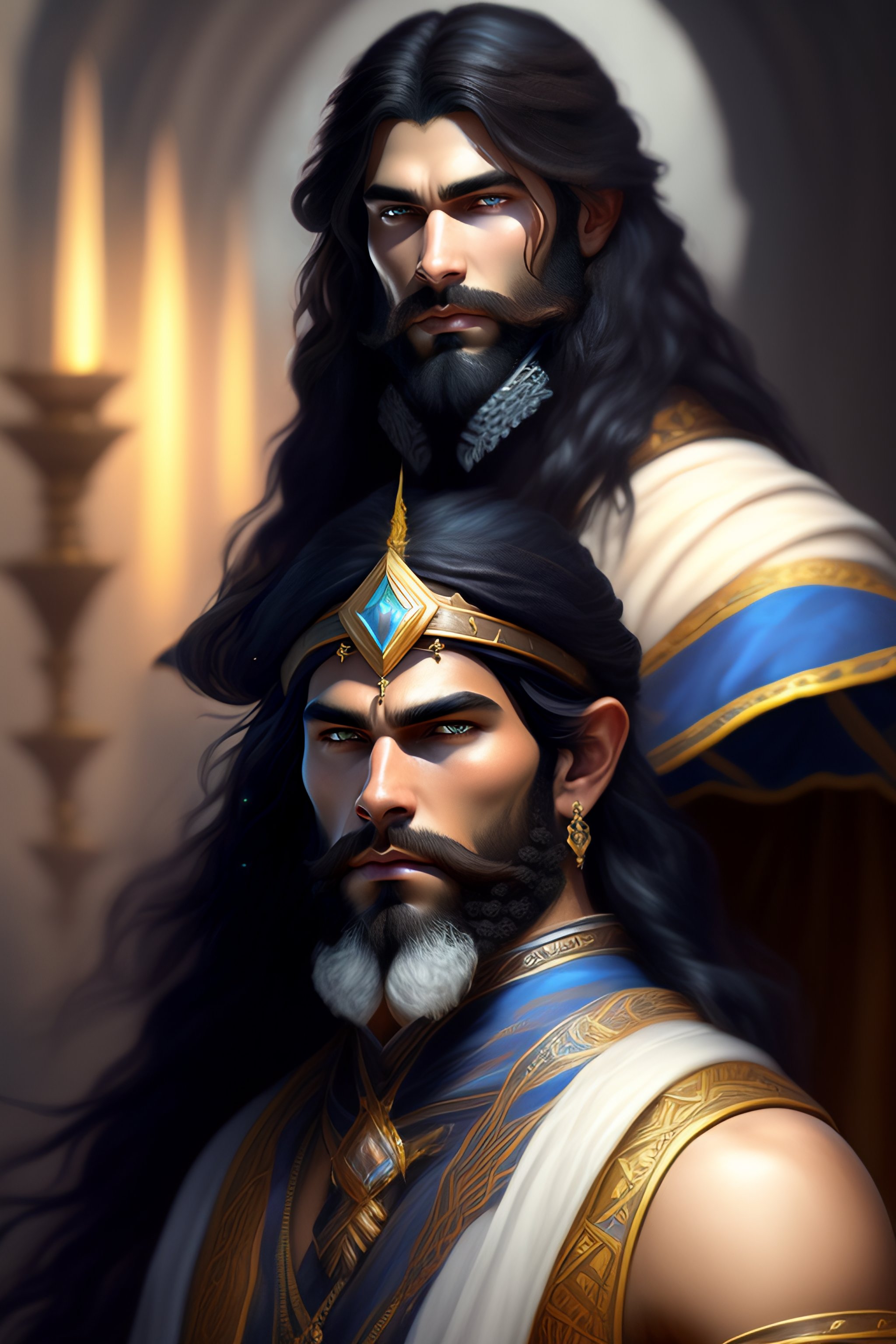 Lexica - Wide angle, male caucasian genasi from d & d, faint blue skin ...