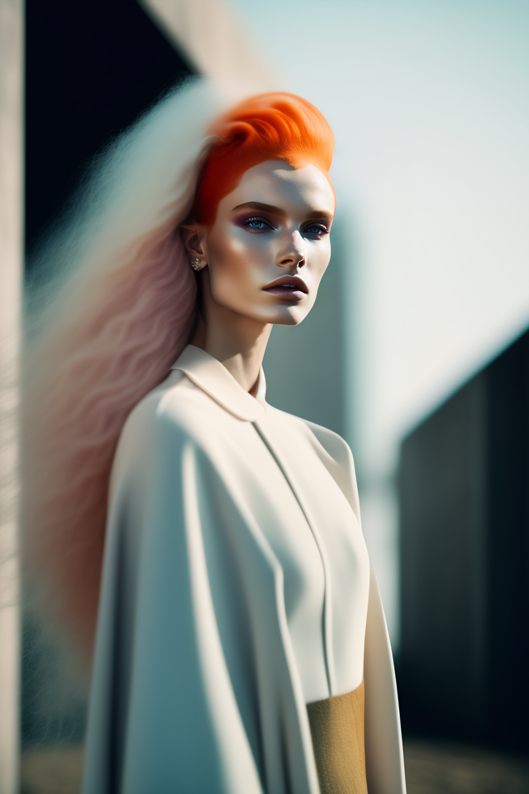 Lexica - Portrait of haute couture beautiful albino fashion model with ...