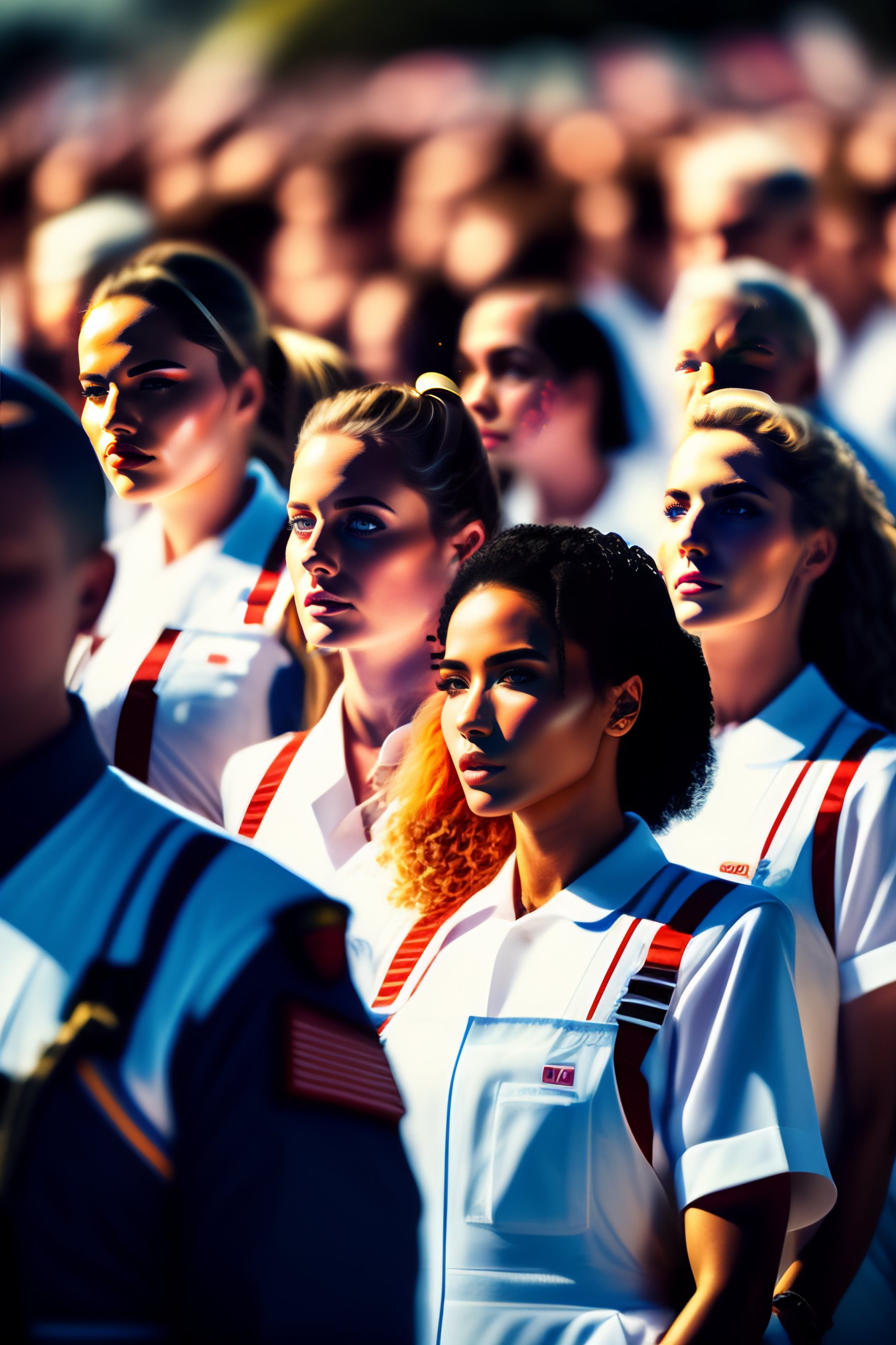Lexica - A huge crowd of white people wearing white maintenance uniform ...