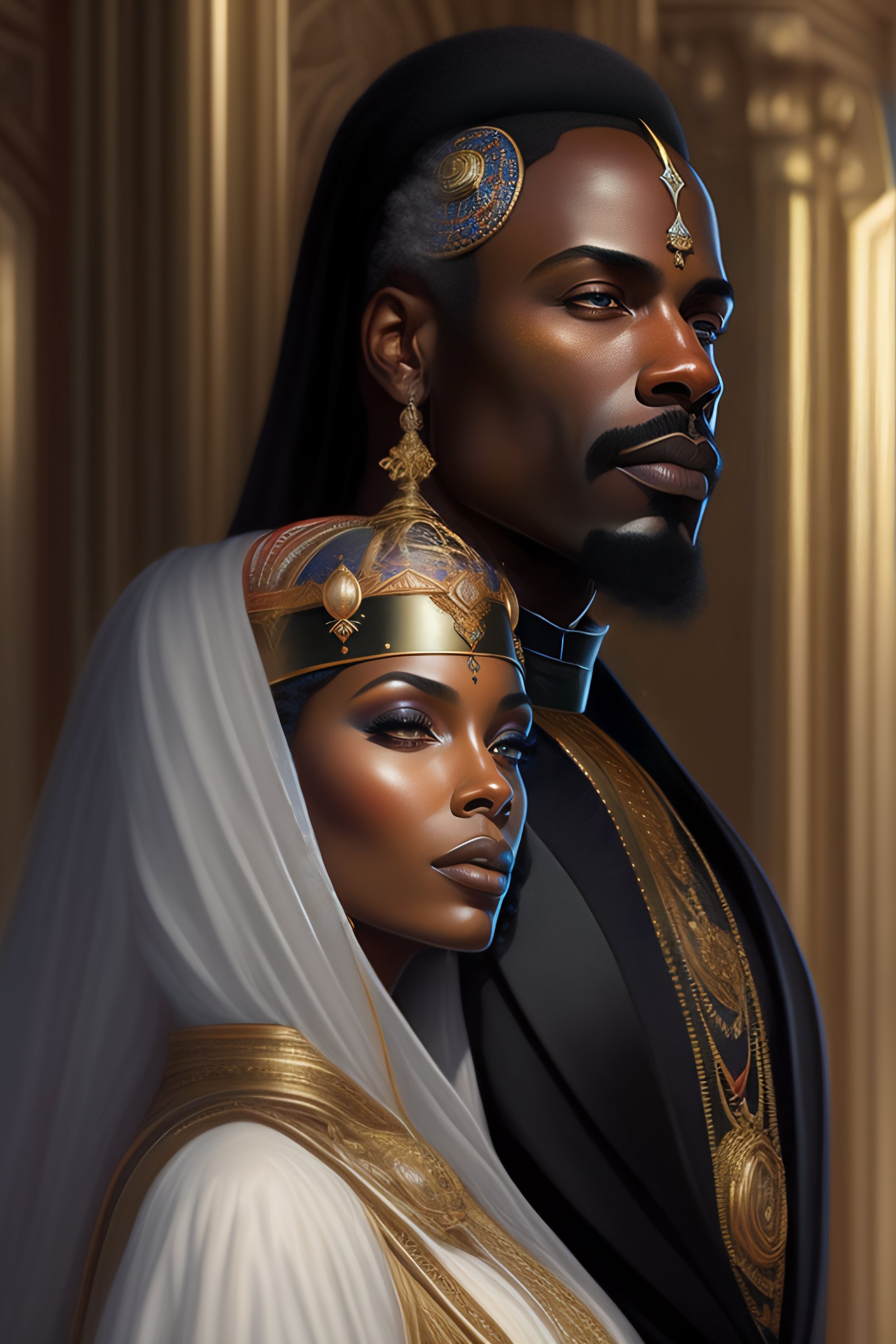 Lexica - Photorealistic painting of a black moorish king standing ...