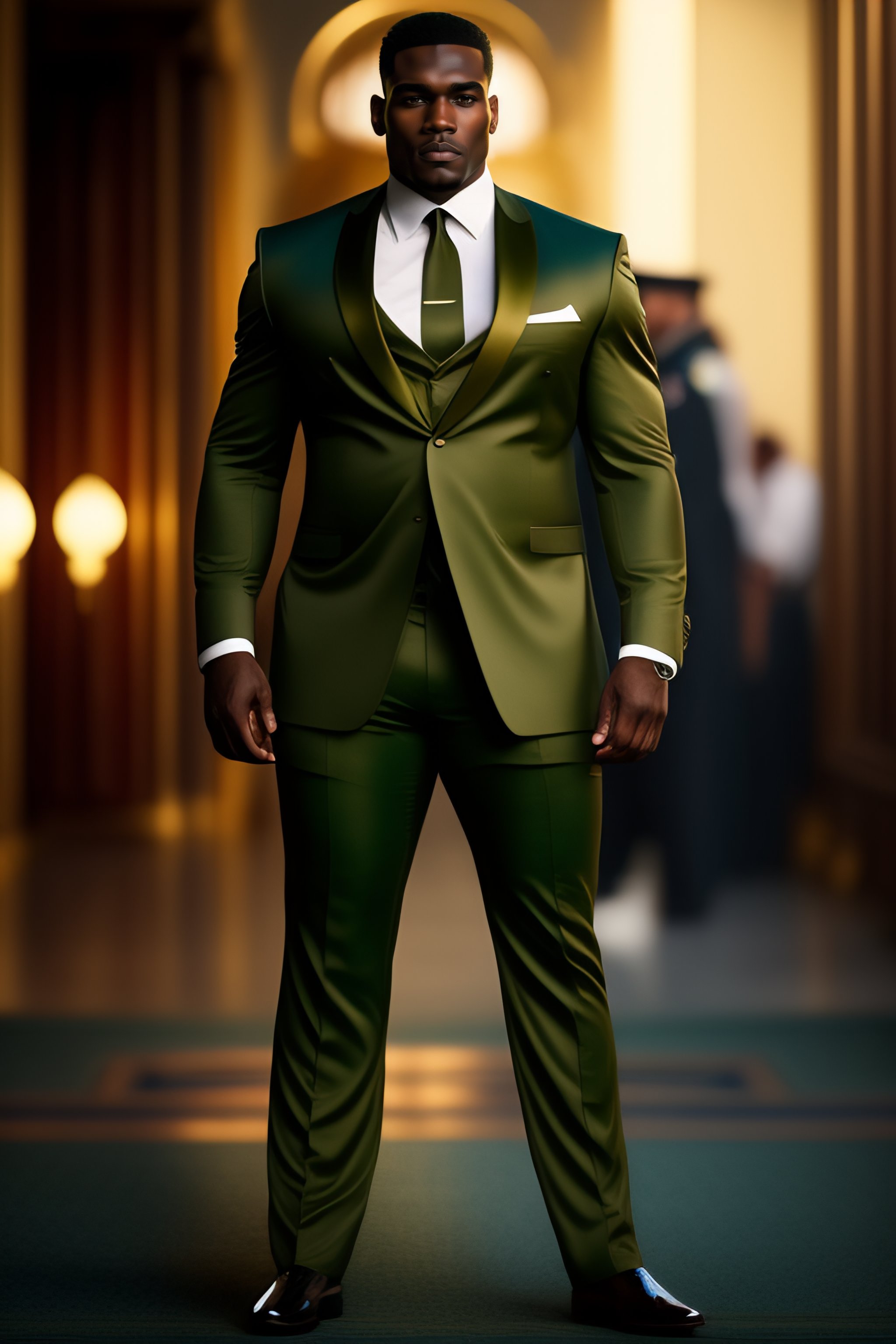 Lexica - A superhero called symbolman. Olive green suite. Dressed in ...