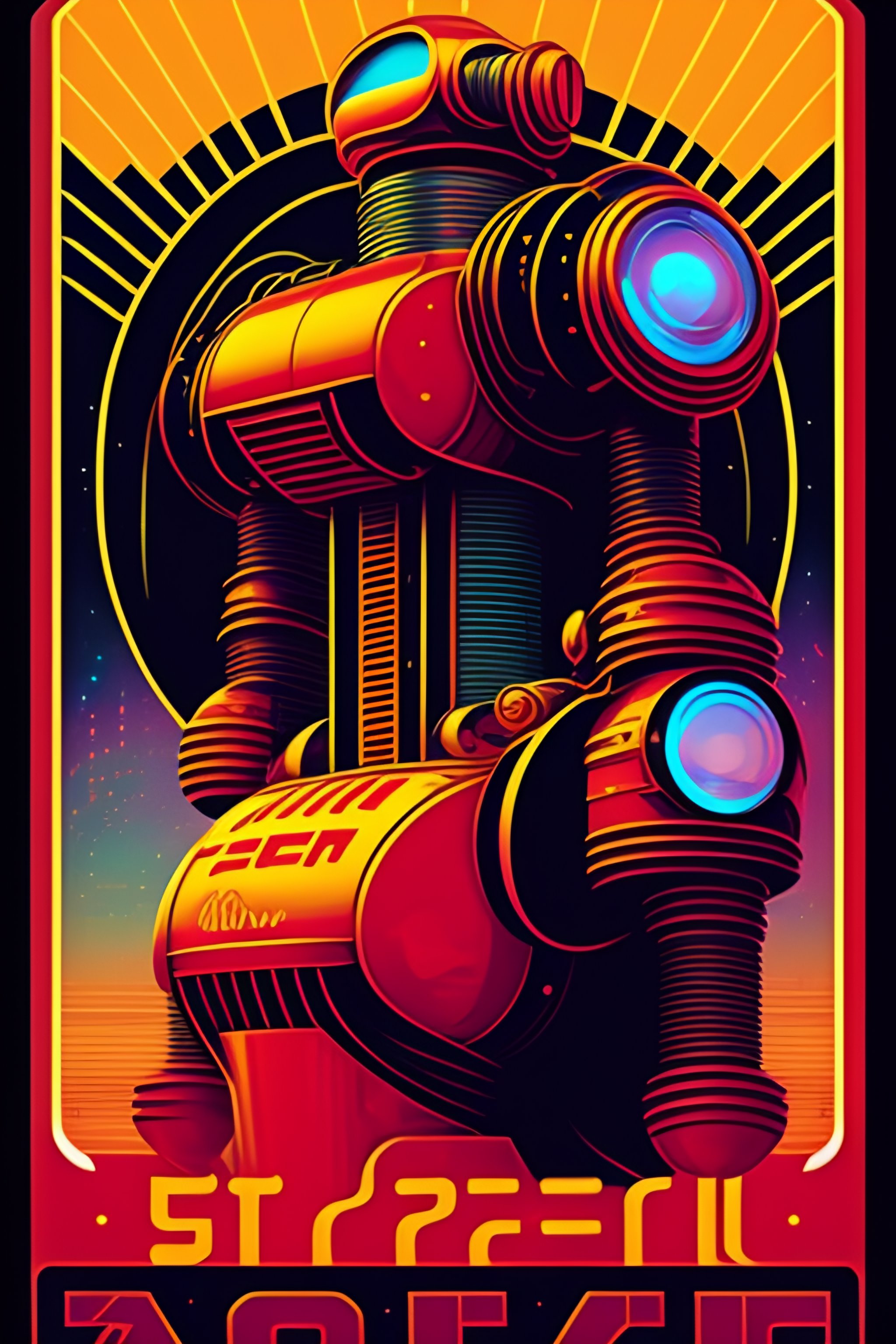 Lexica - Poster of a giant 1950's vintage robot, retro sci-fi, by ...