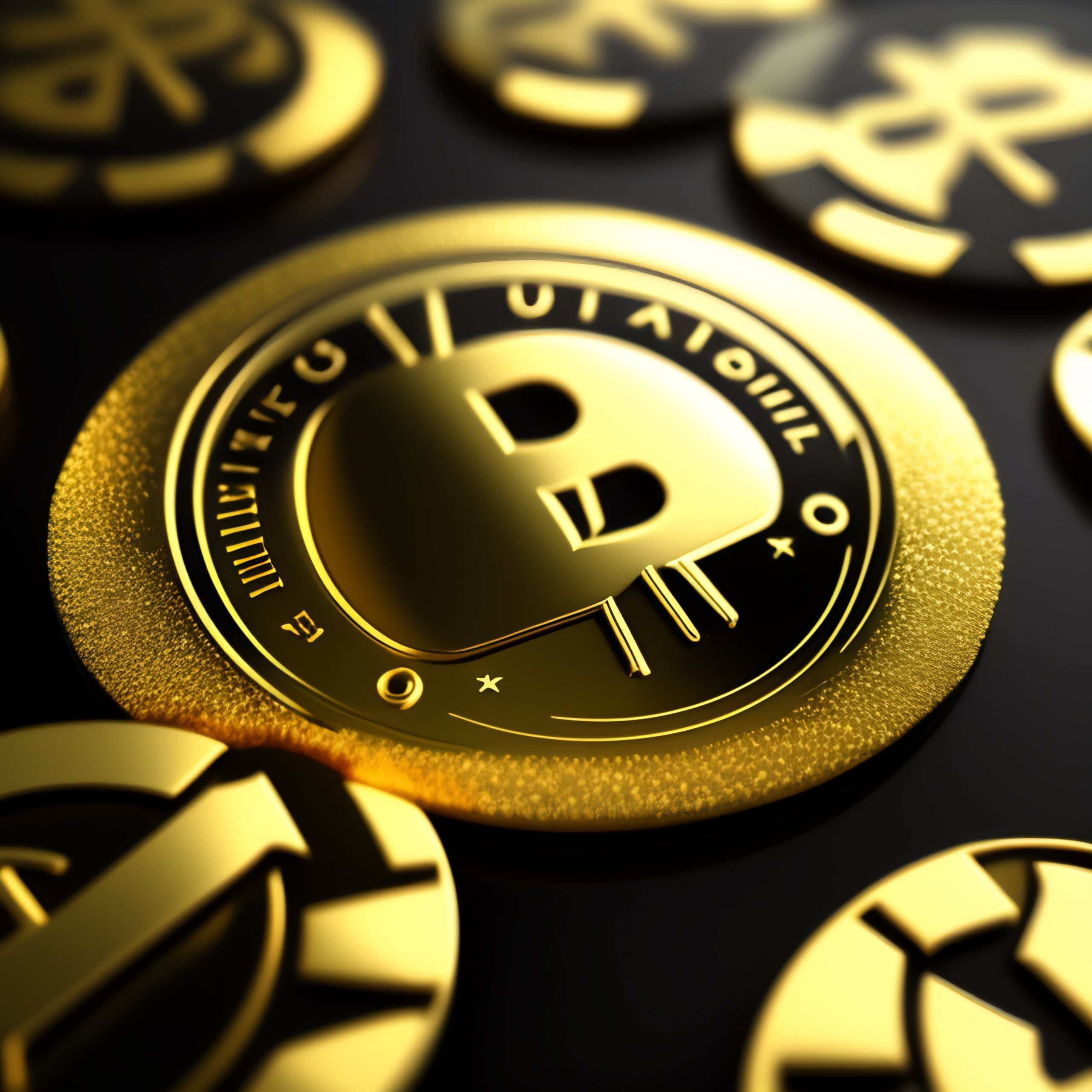 Lexica - Cryptocurrency, round logo, capital letter M, gold, Matt black ...