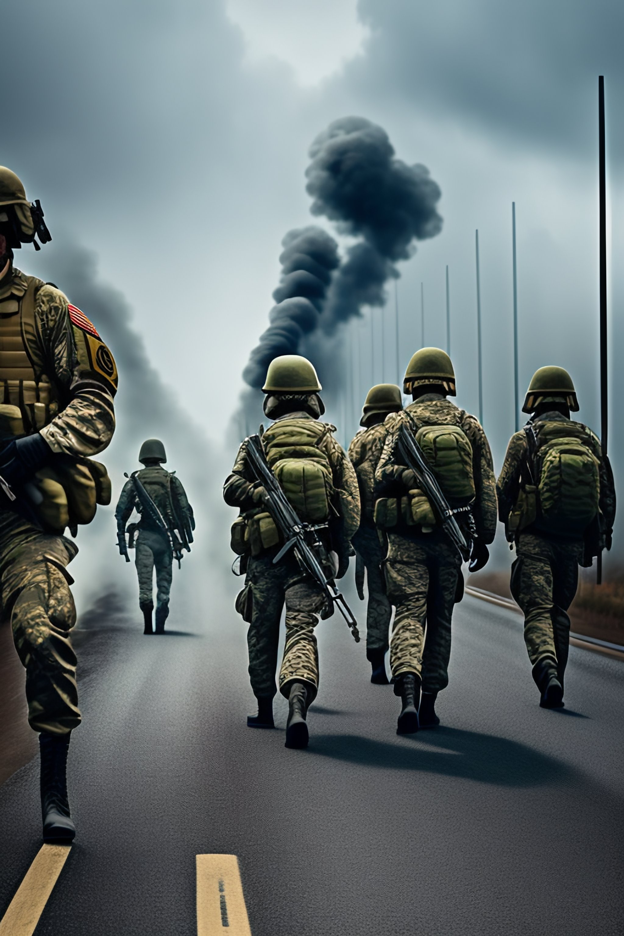 Lexica - Military road block with sandbags and armed soldiers during ...