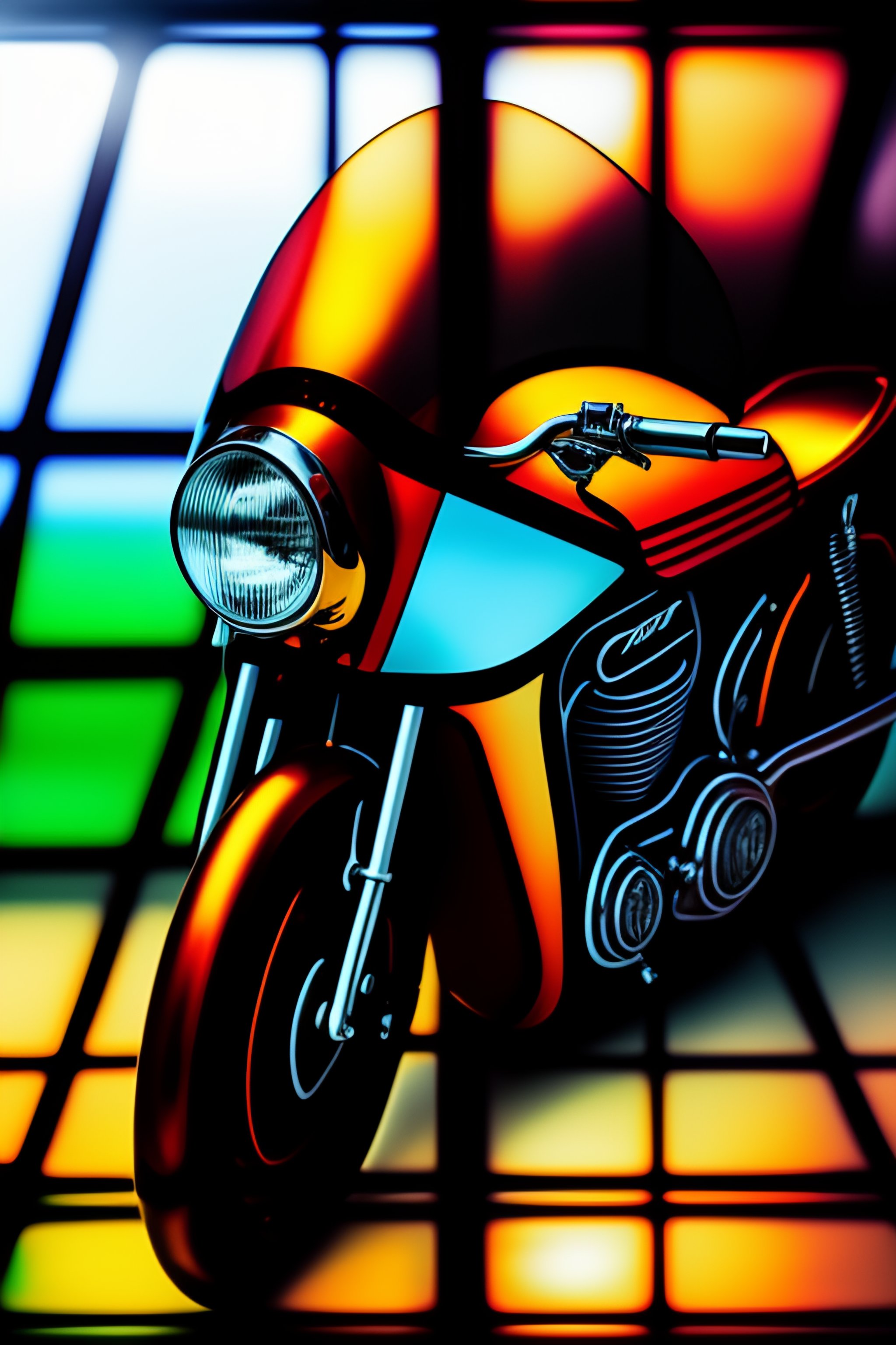 Lexica - Stained glass picture of a motorcycle