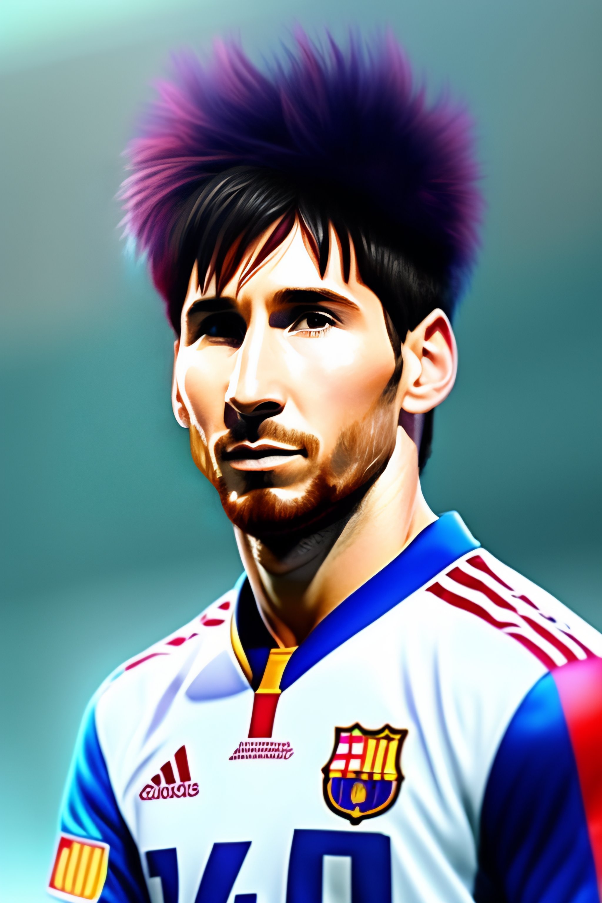 Lexica - Lionel messi drawn as an anime character with a crown floating ...