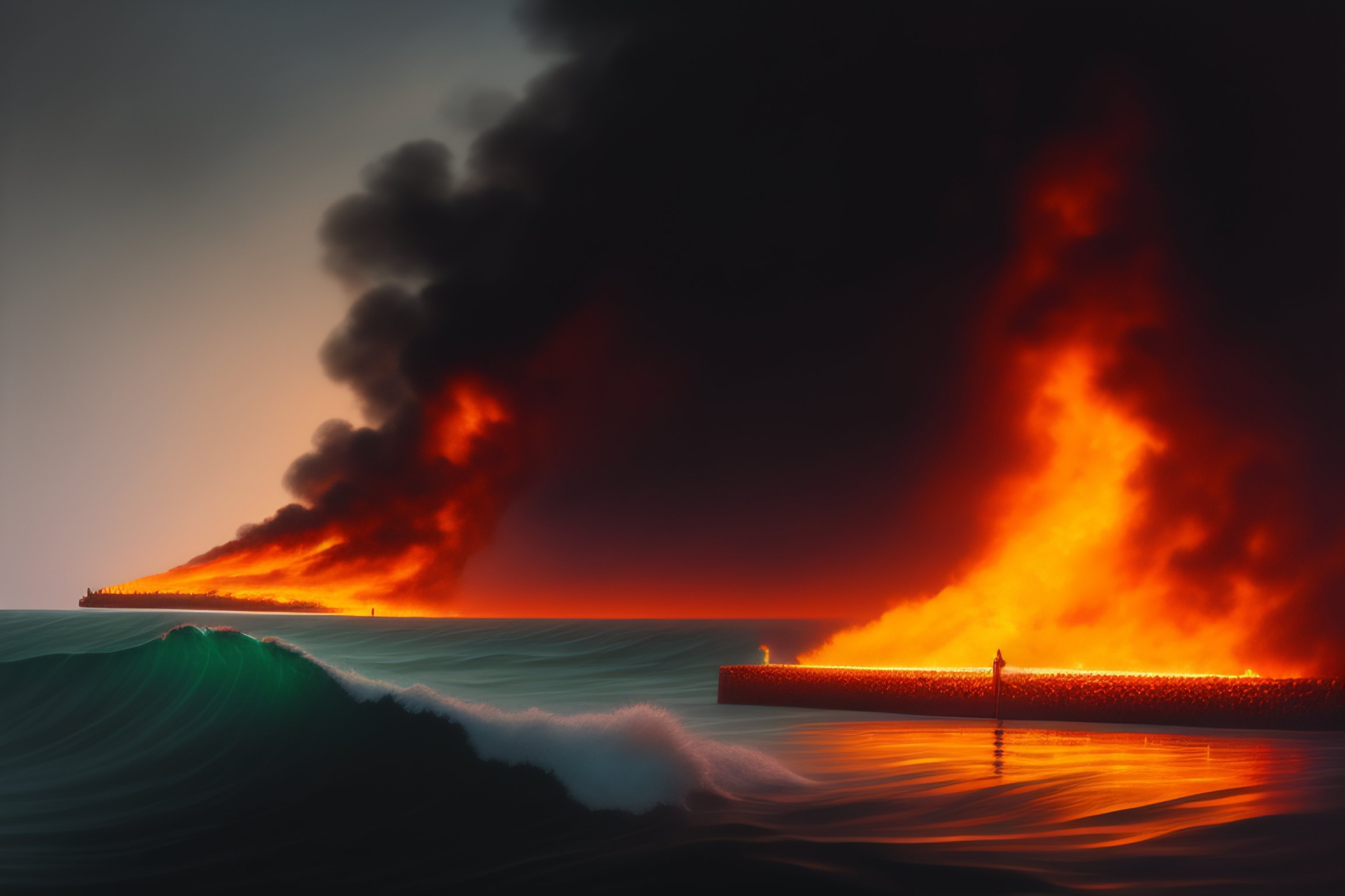 Lexica - Many people women and men suffering burning in the ocean of ...