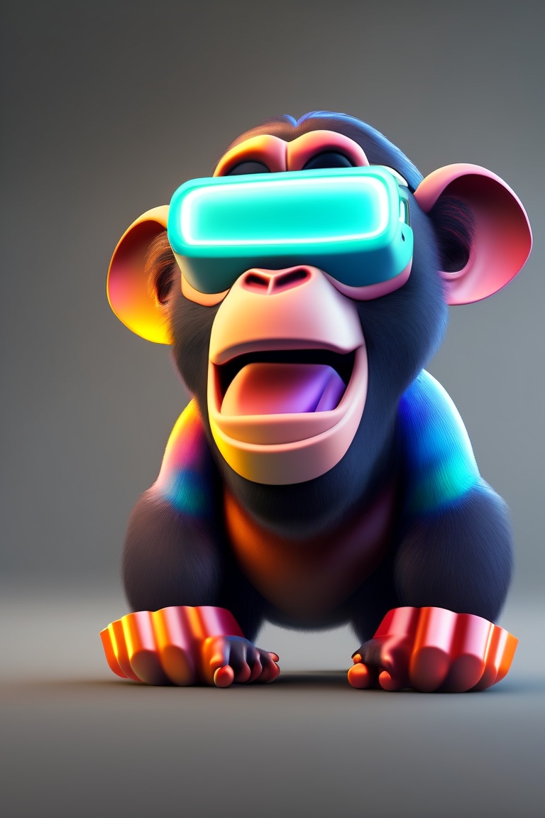 Lexica - A CHIMPANZEE CHARACTER LAUGHING WITH TEETH POPING AND IN 3D VR ...