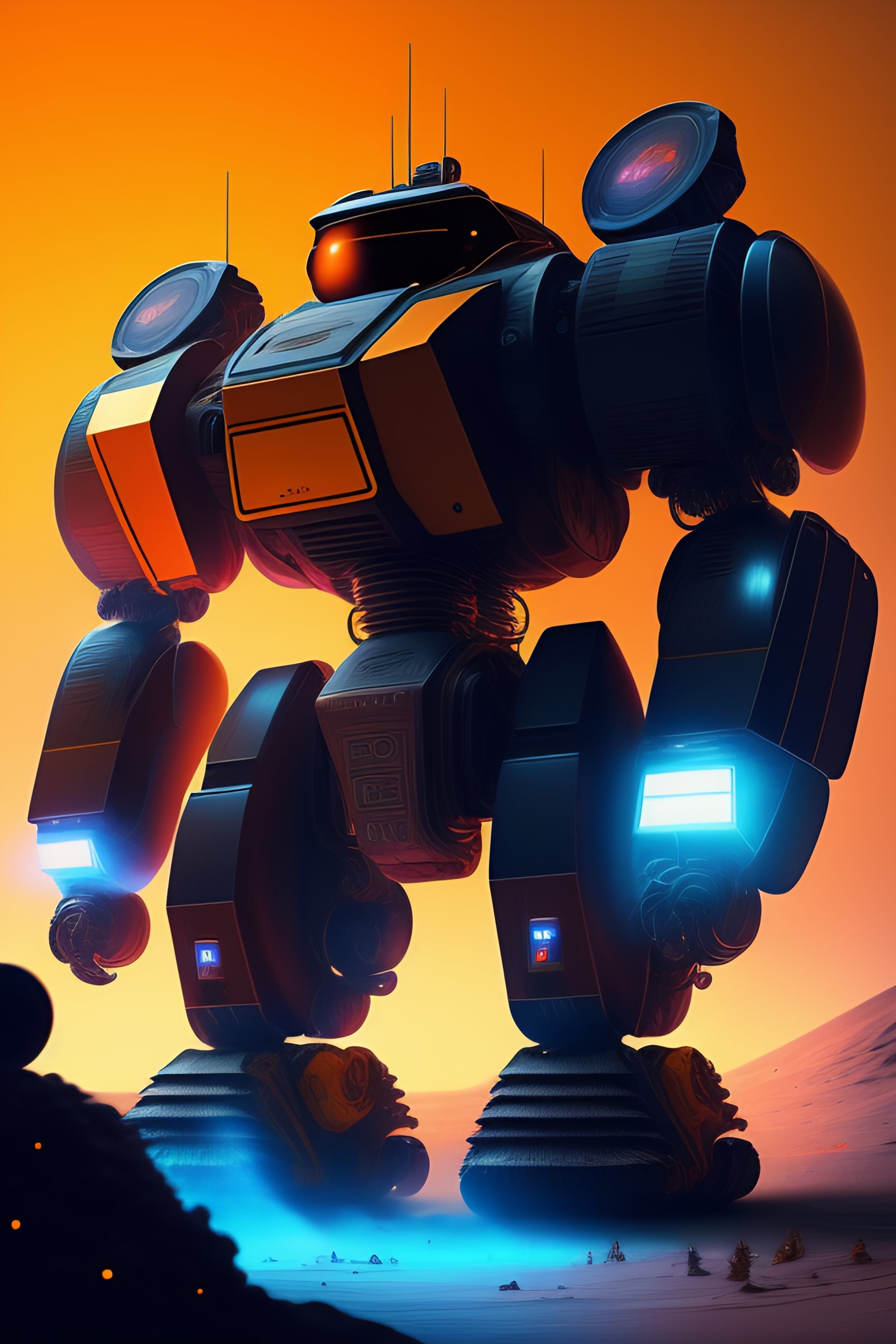 Lexica - Two large transformer type of robots fighting on the moon in ...