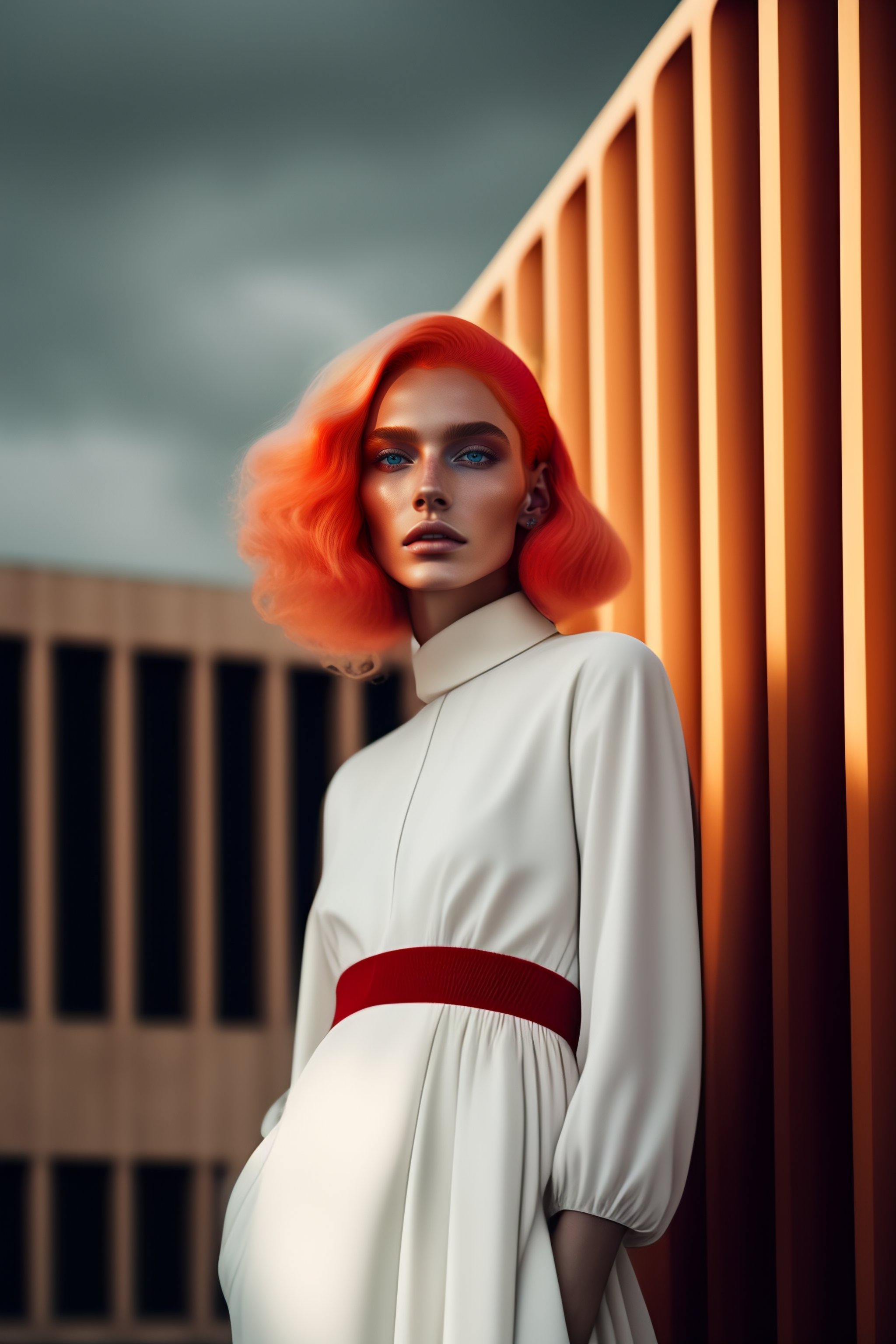 Lexica - Portrait of haute couture beautiful albino fashion model with ...