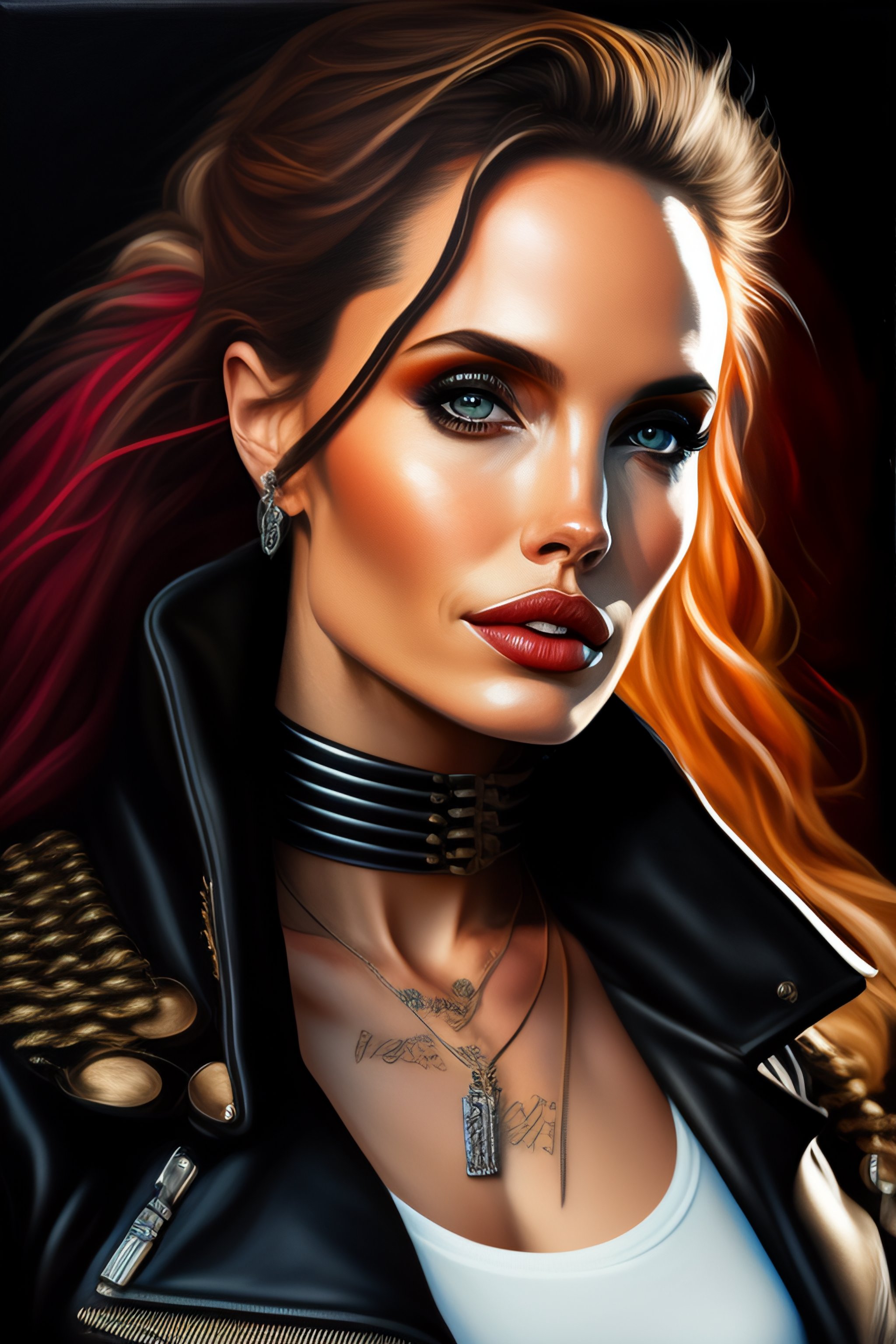 Lexica - Cute punk rock girl, mad max jacket, renaissance, cables on ...