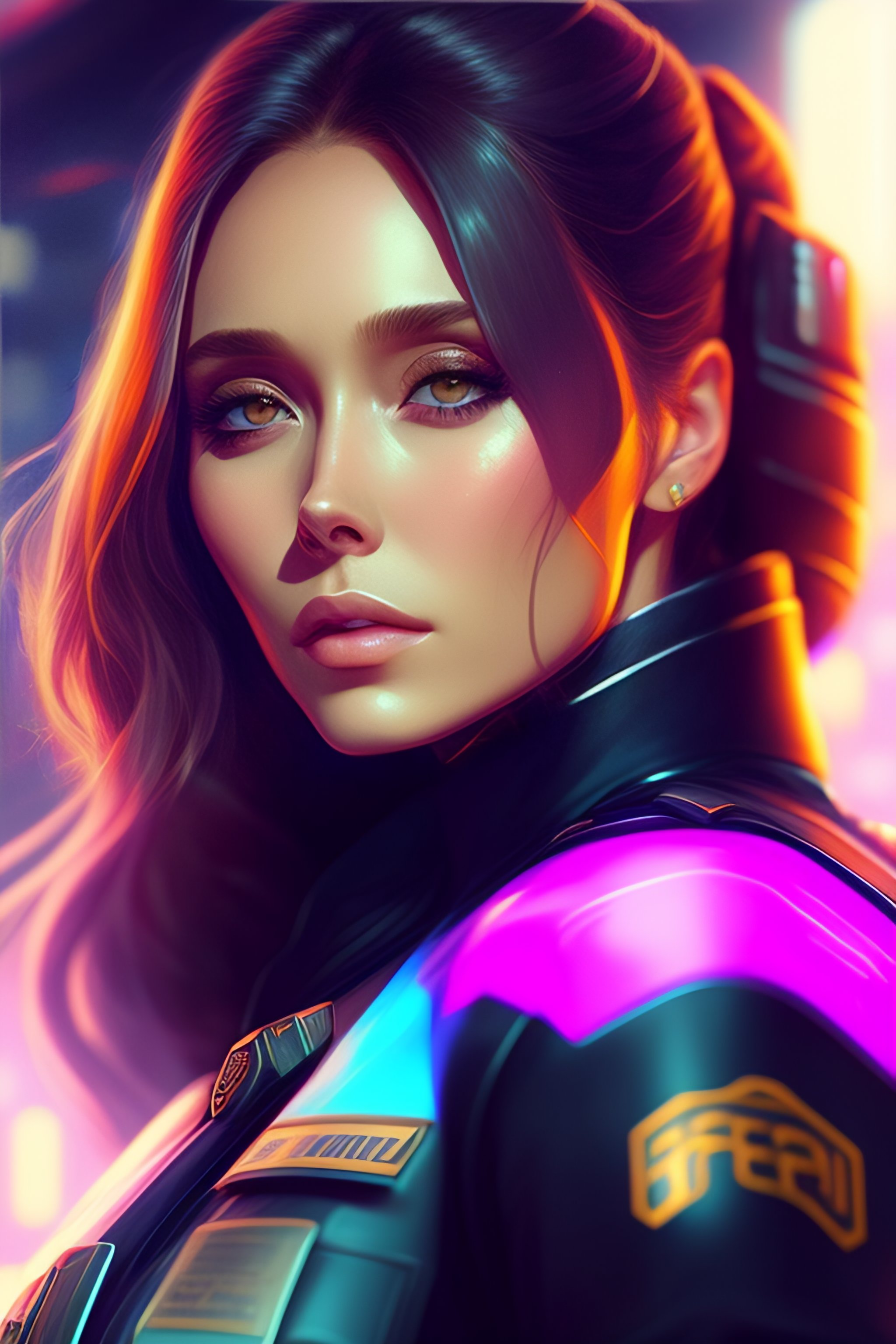 Lexica - Anime key visual of elizabeth olsen police officer, neon ...