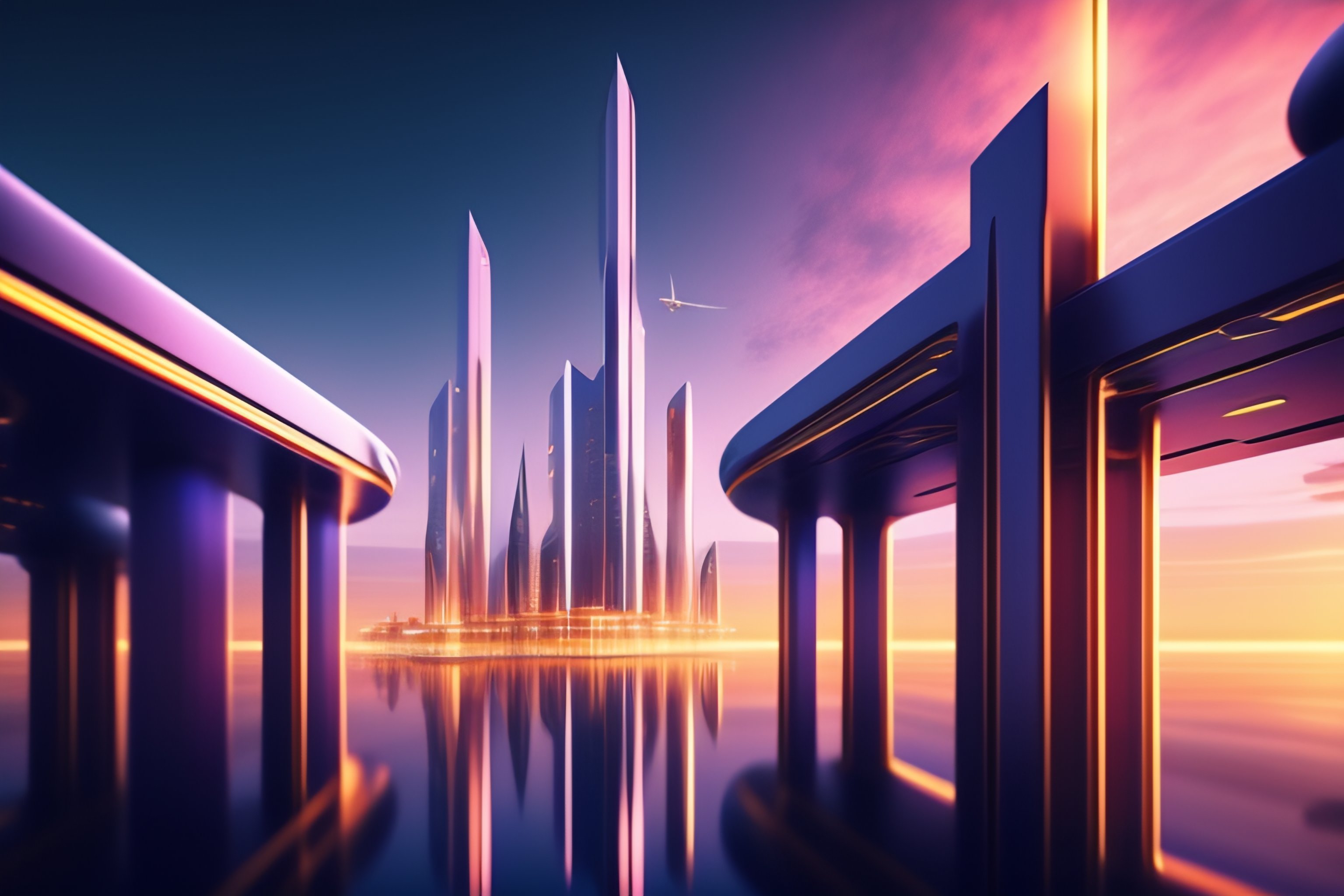 Lexica - Ethereum logo in a virtual futuristic city with buildings and ...