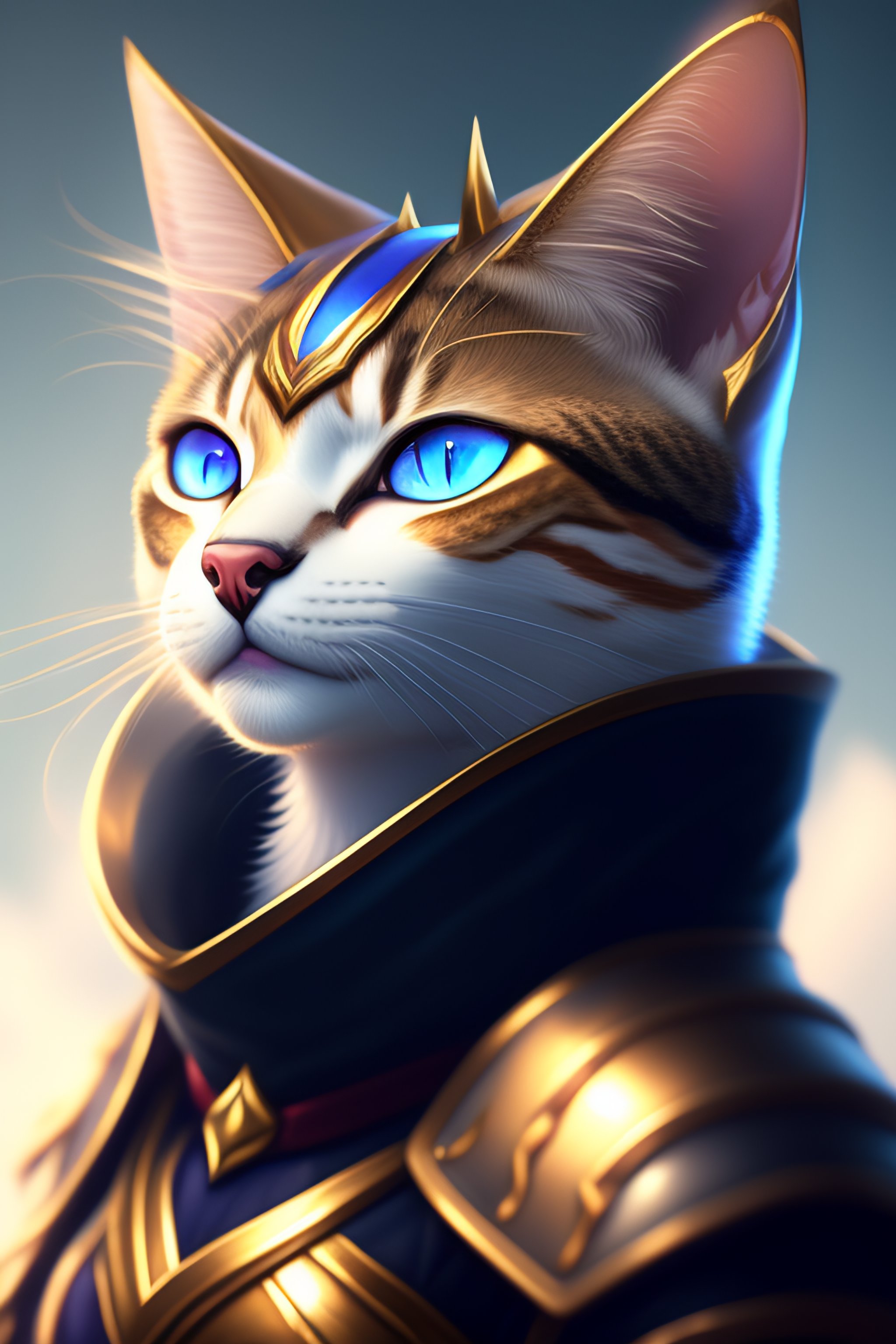 Lexica - Vtuber portrait of a Cat, Anthropomorphized, furry art, blue eyes, smiling, League of ...