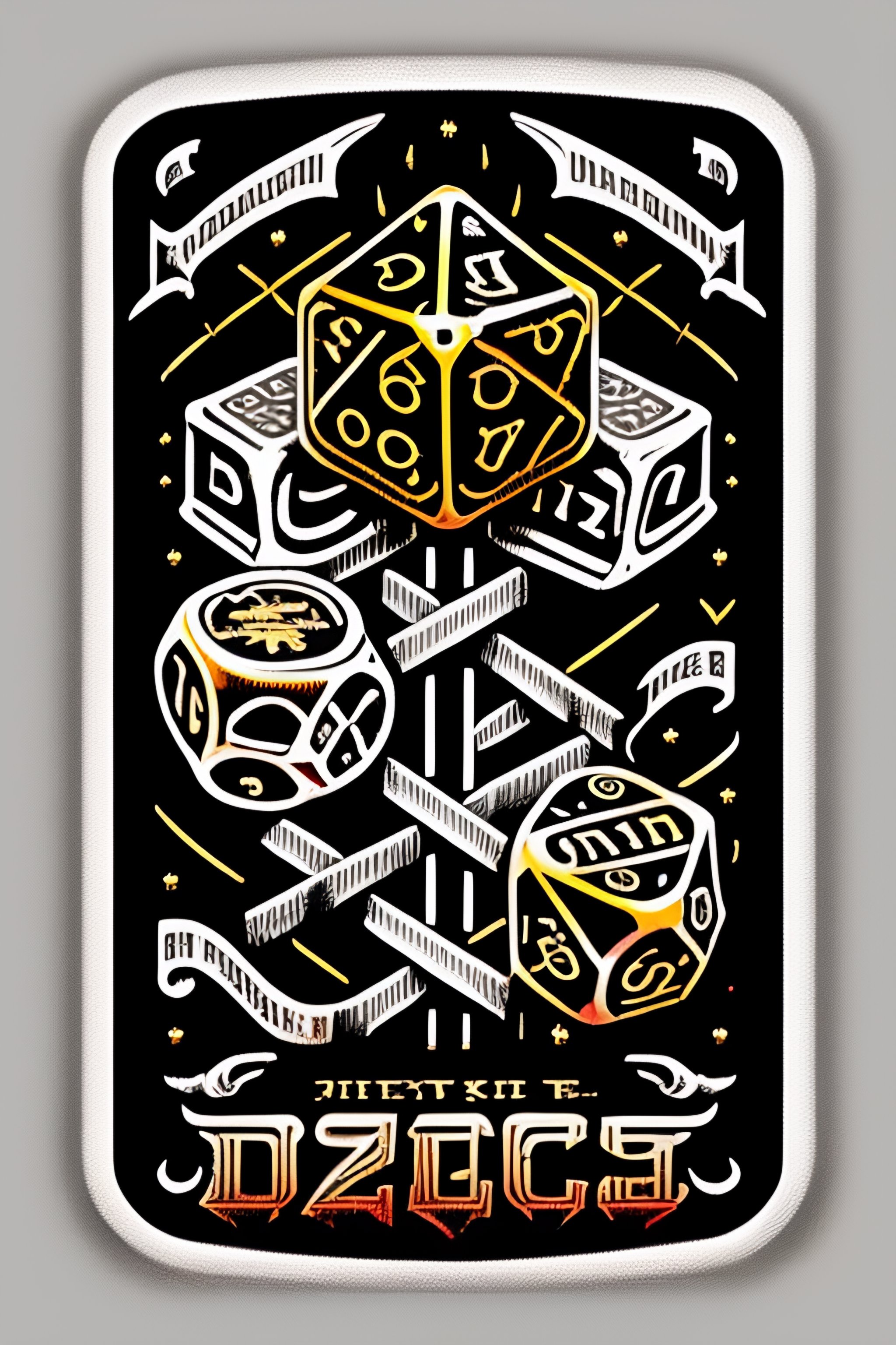 Lexica - Skeletal hands holding d20 dice, 80s style t-shirt, highly ...