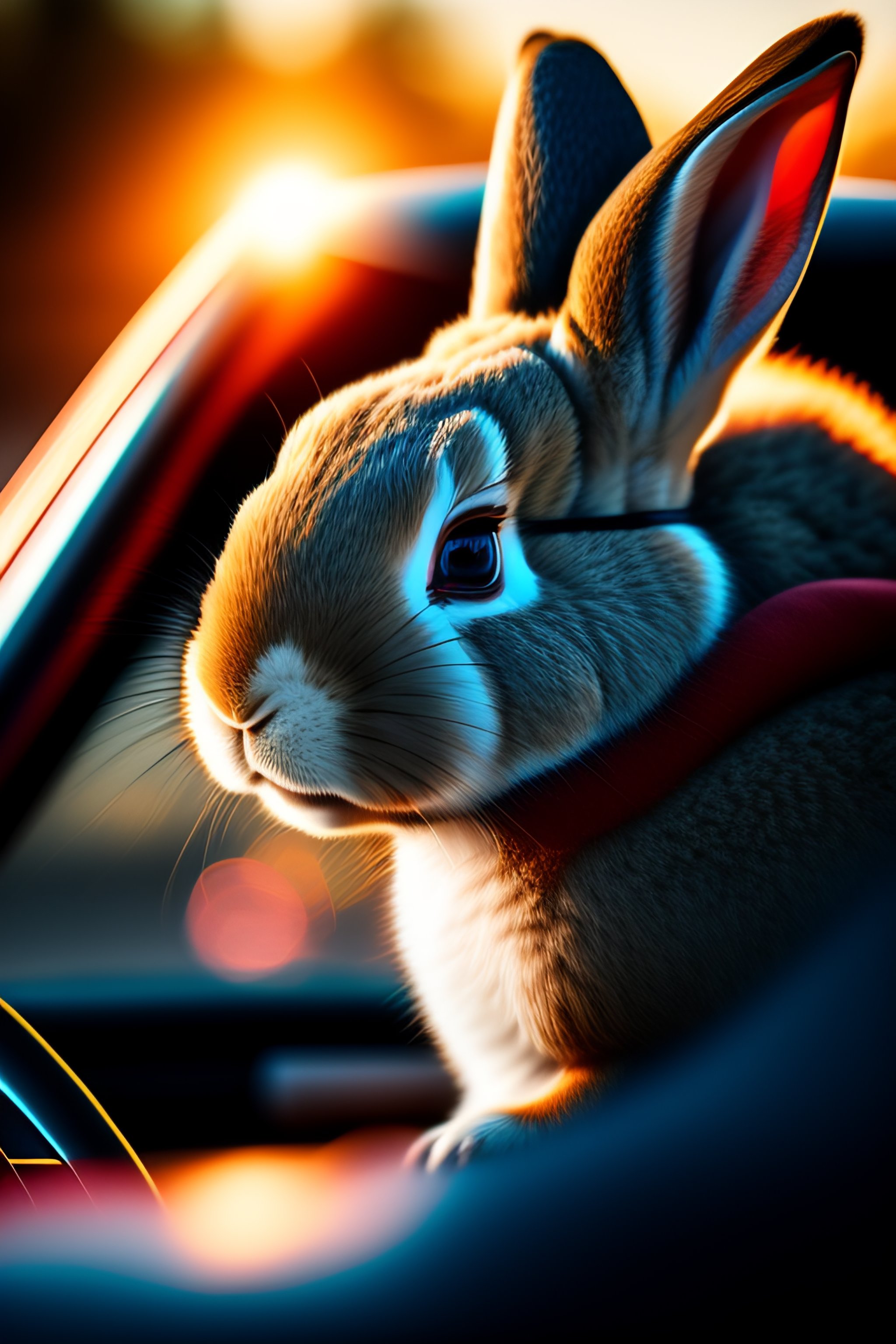 Lexica - (((the rabbit driver behind the wheel of a ferrari ...