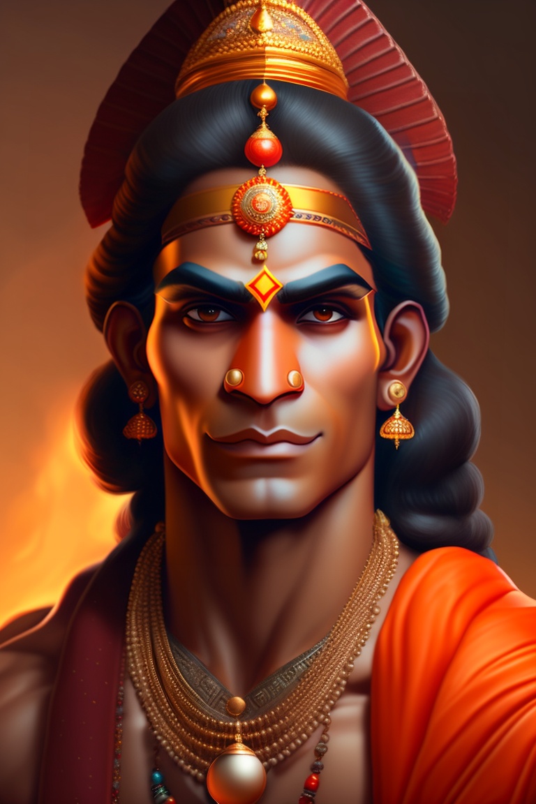 Lexica - Lord Hanuman in portrait, looking at the camera, very peaceful ...