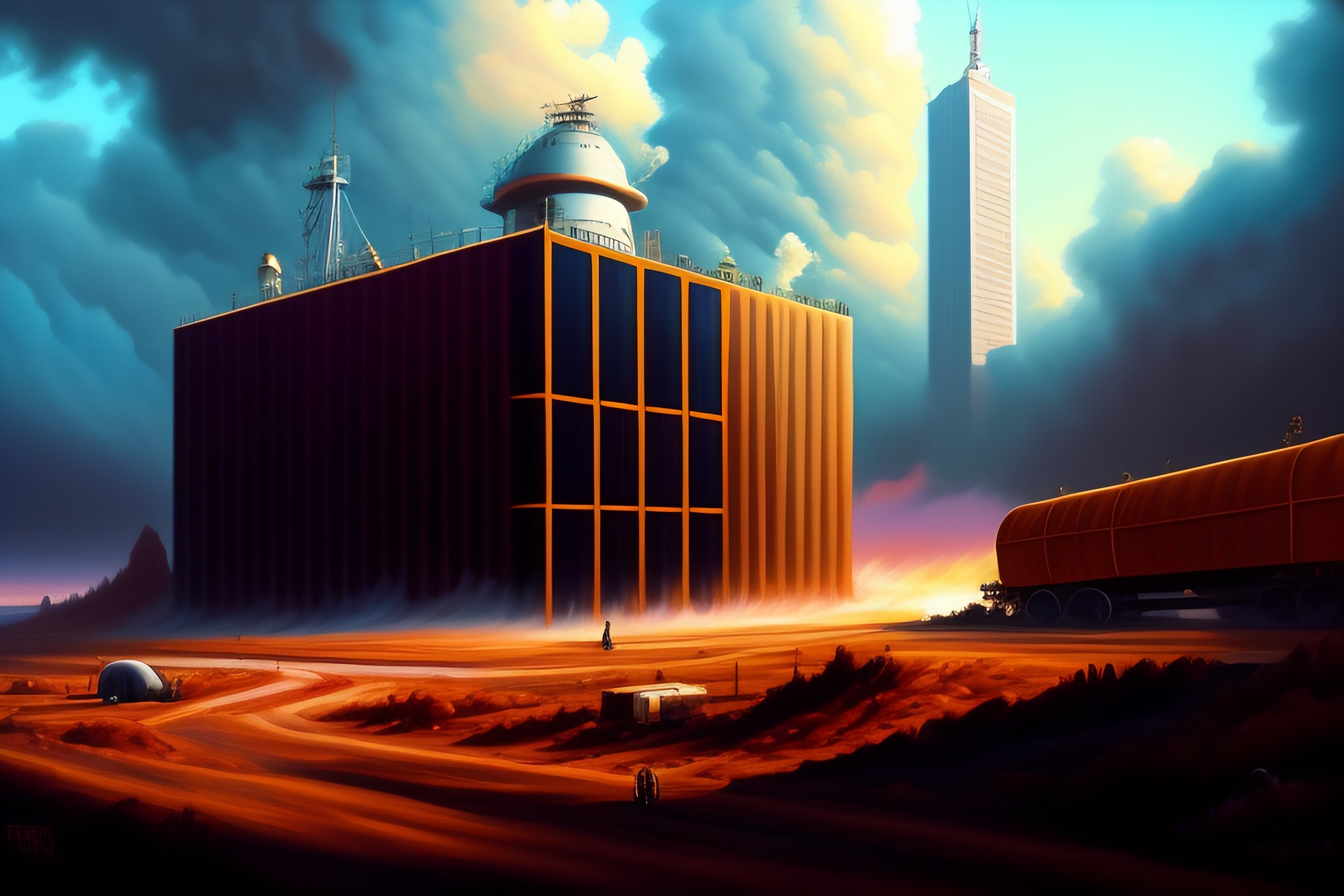 Lexica - Capitalist hell dystopia oil painting