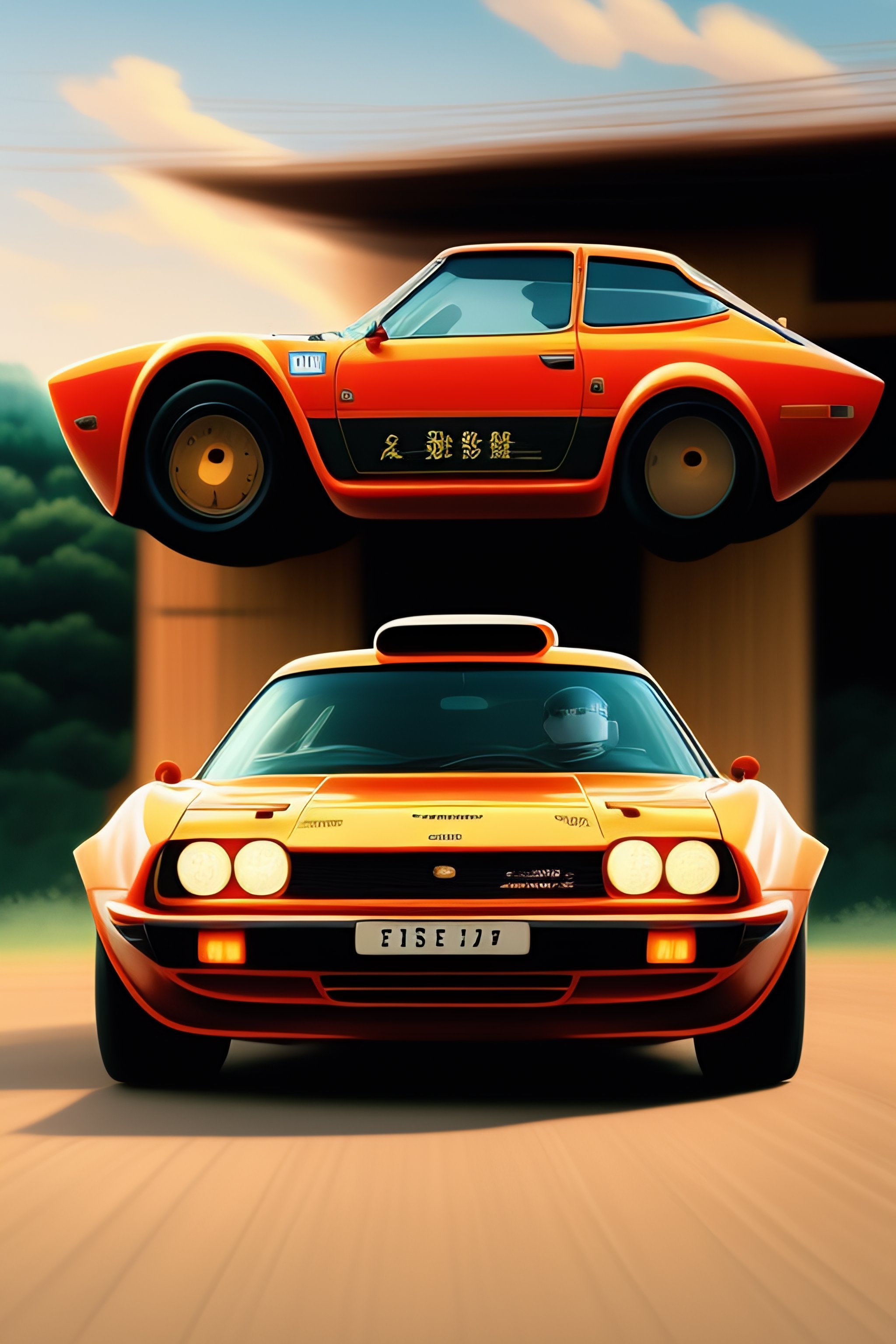 Lexica - Studio ghibli's, rally car transparent background