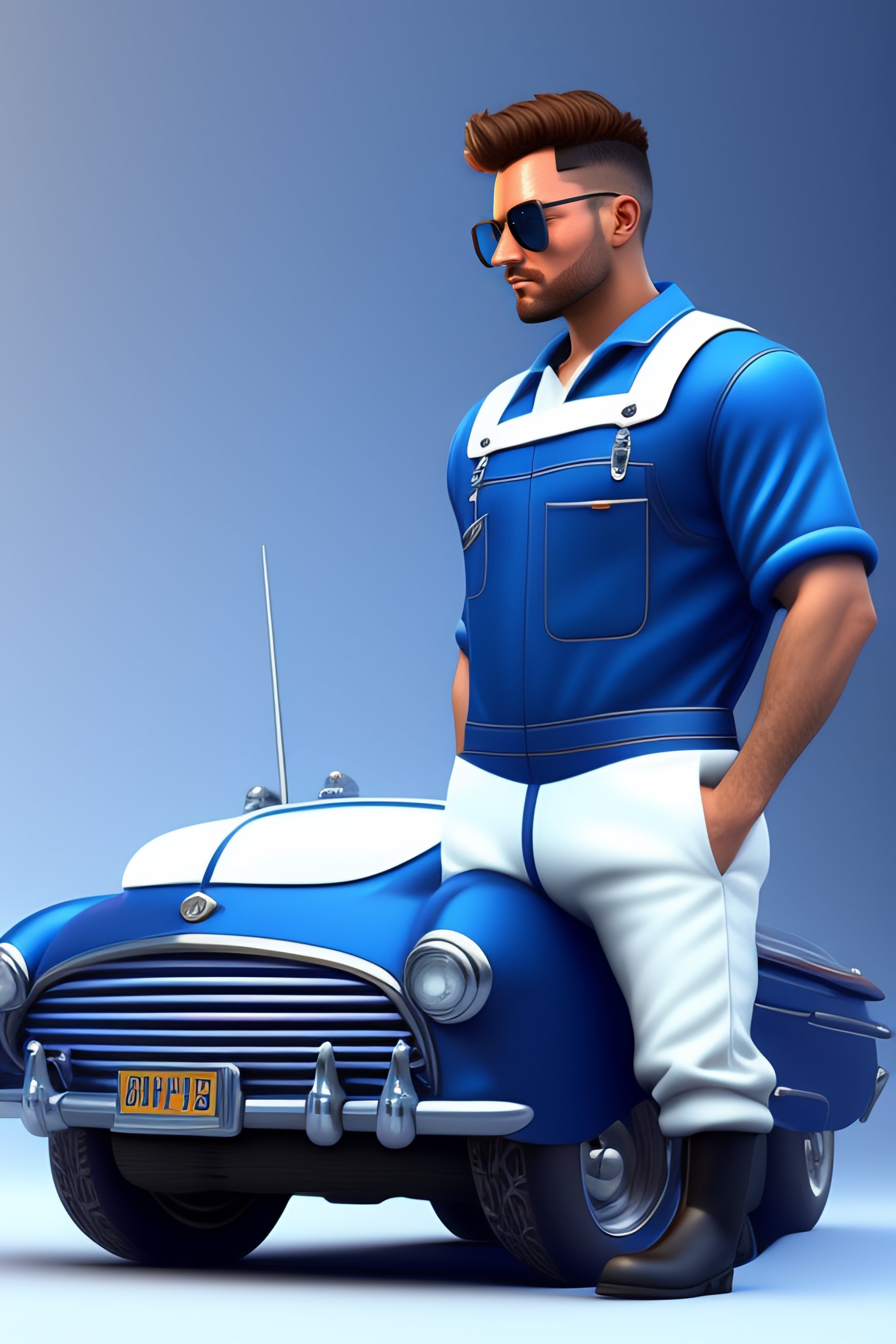 Lexica - Mechanic care of a car man 3d blue overalls cartoon, fantasy ...