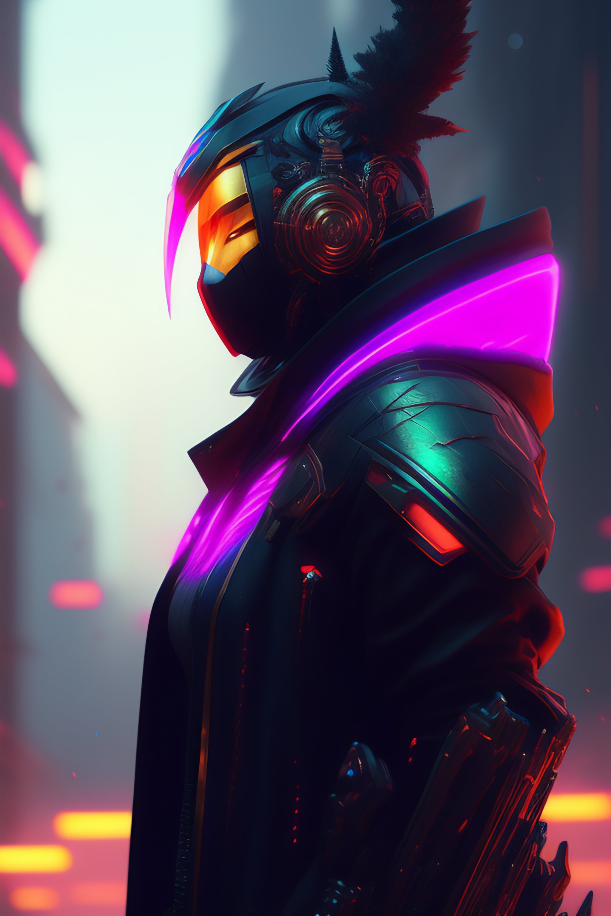 Lexica - Cyber punk, oni mask, 3 d render beeple, portrait, japanese ...