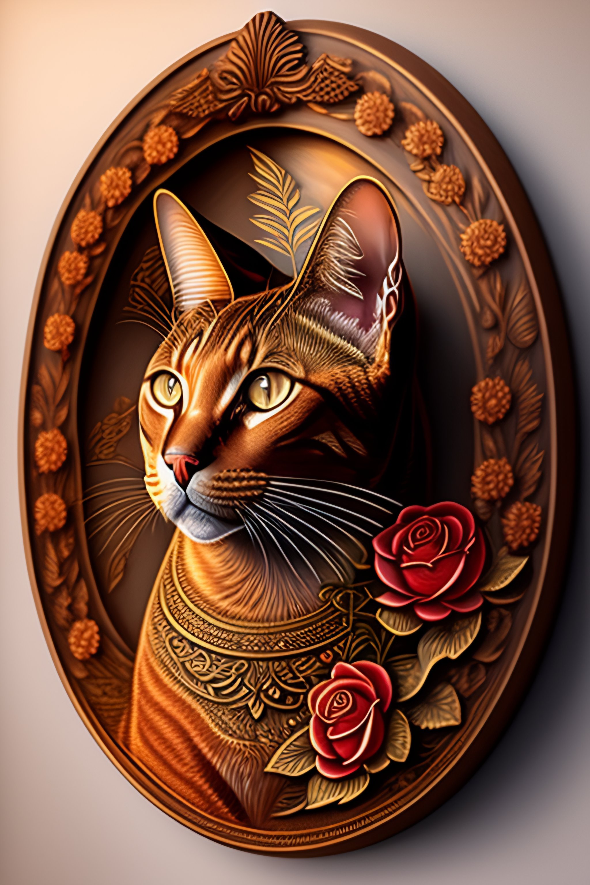 Lexica - Abyssinian cat with classical floral elements emanating from ...