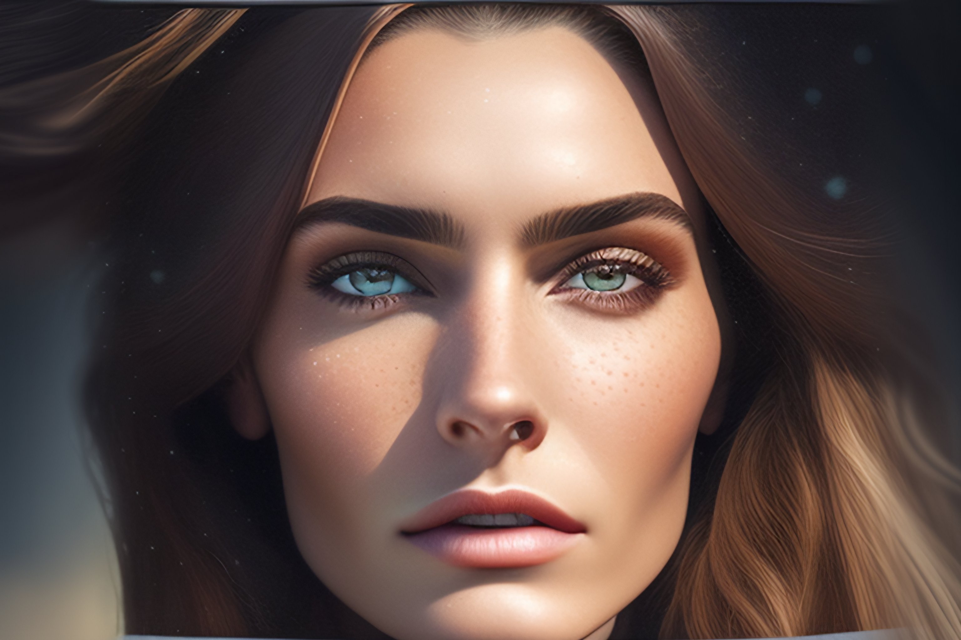 Lexica - Her face pale and swarthy, large gray eyes under round ...