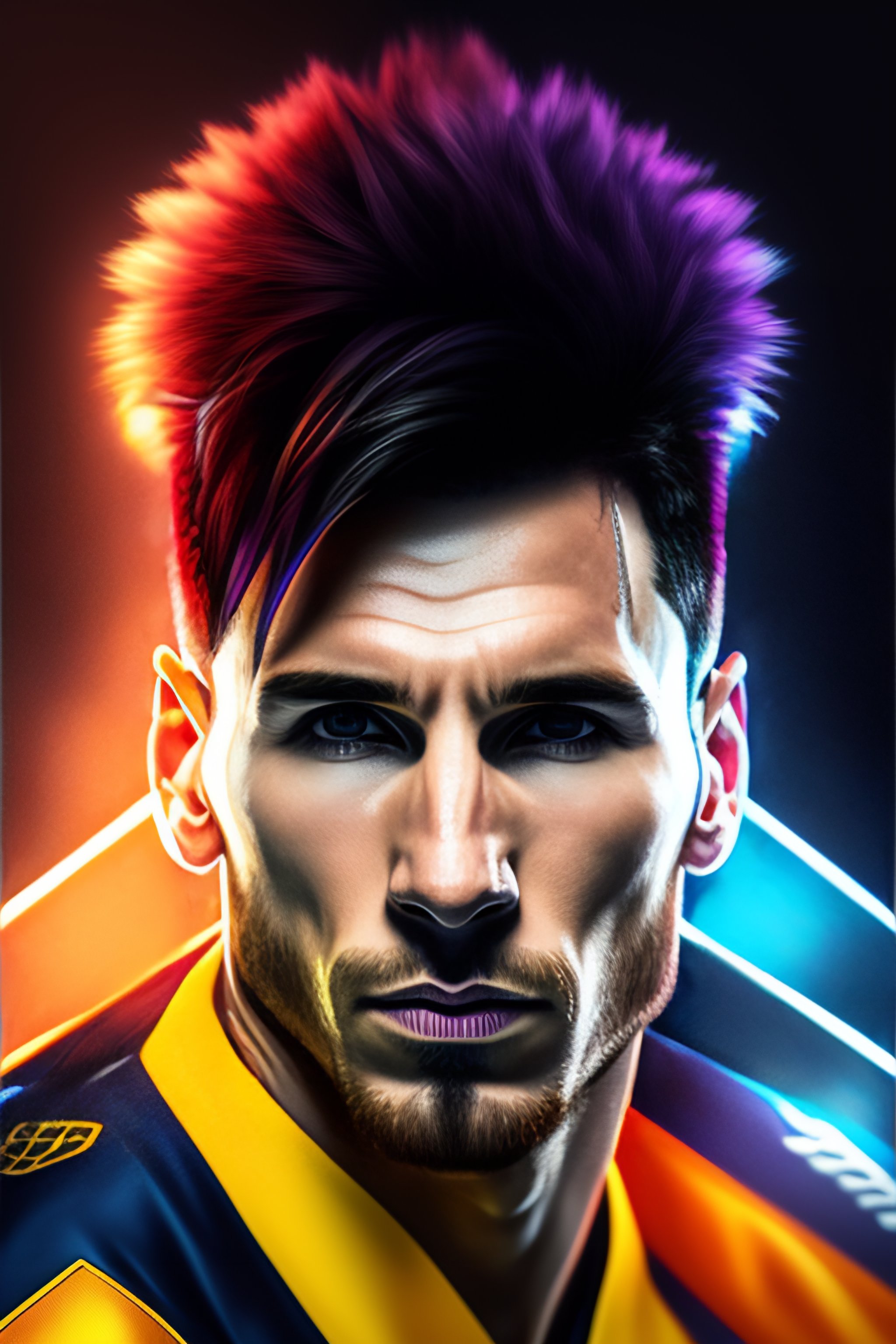 Lexica - Symmetry!! portrait of cyberpunk Lionel Messi 8k