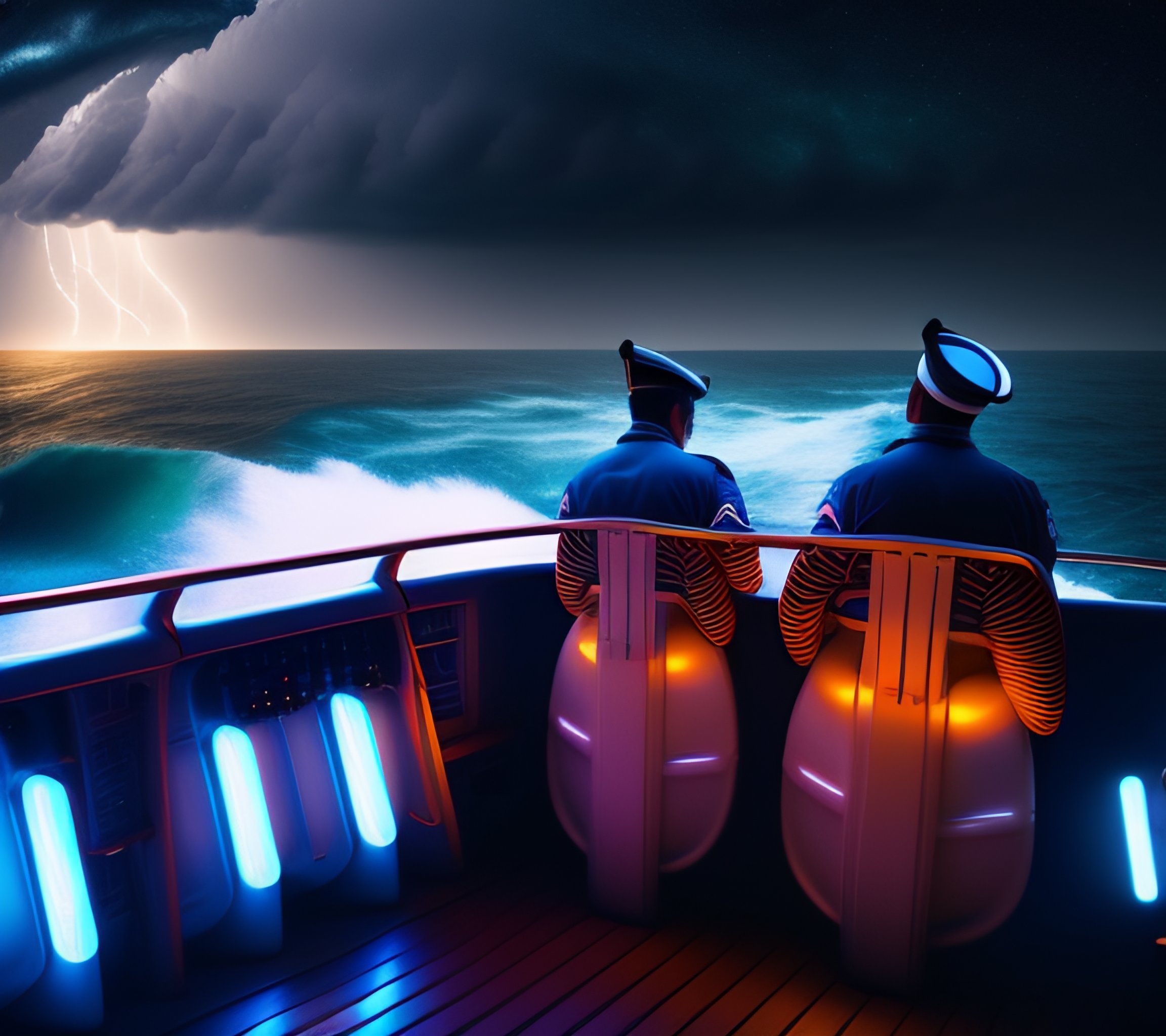 Lexica - Sailors covering their ears with their palms on a ship at ...