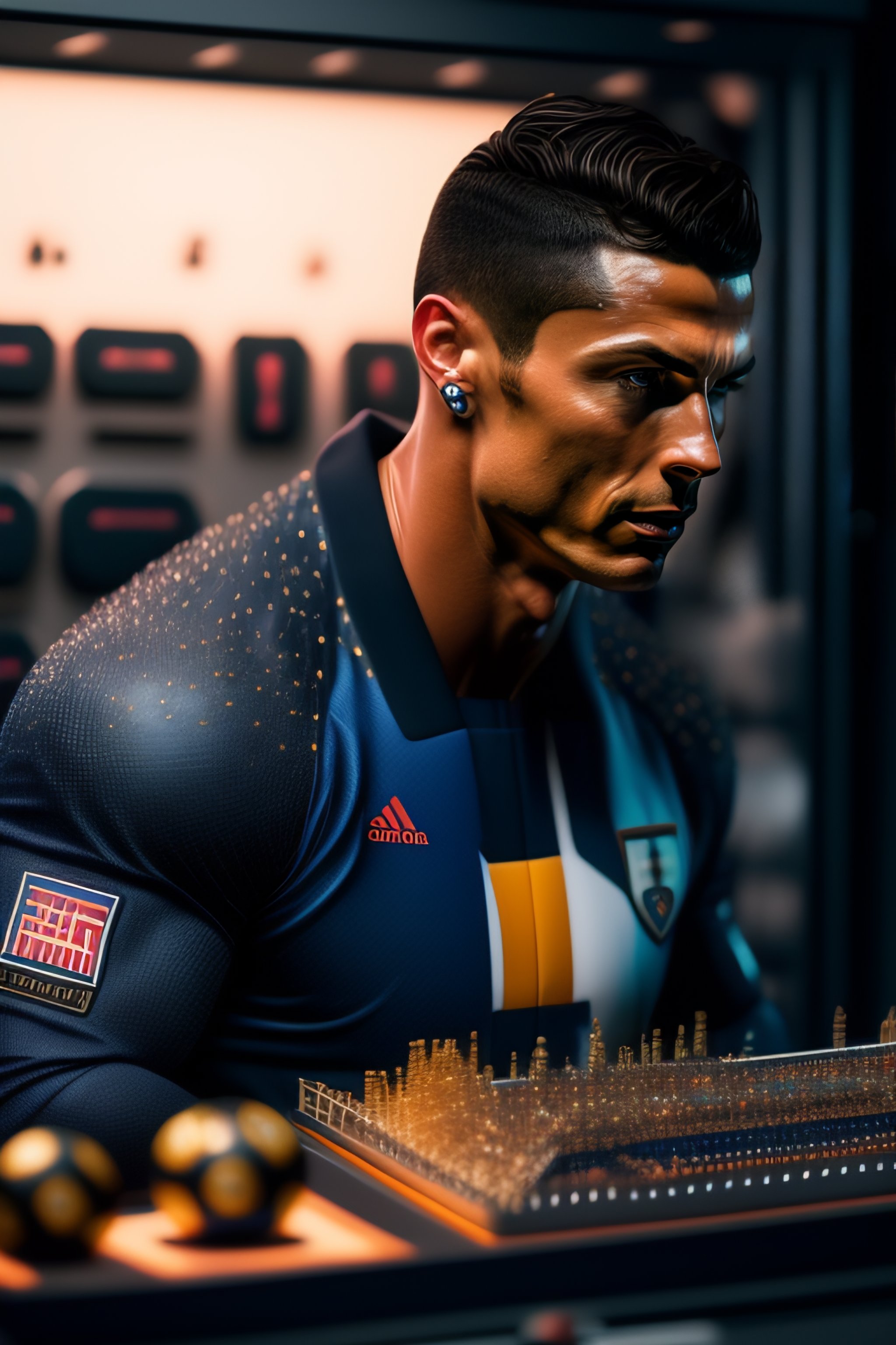 Lexica - A realistic Cristiano Ronaldo, Costumes and mechanical parts ...