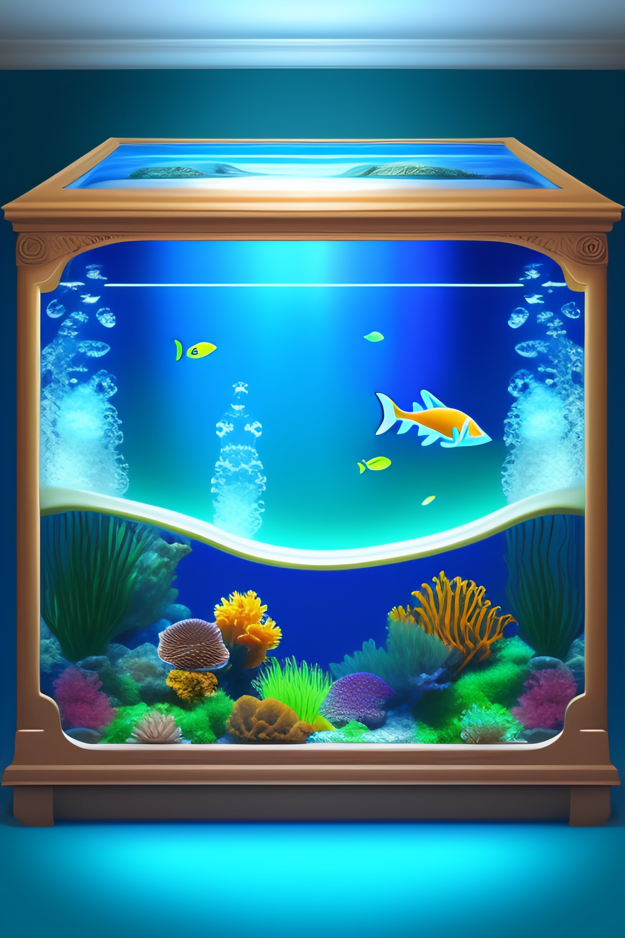 Lexica - Highly detailed vector image rectangle ocean fish tank in museum