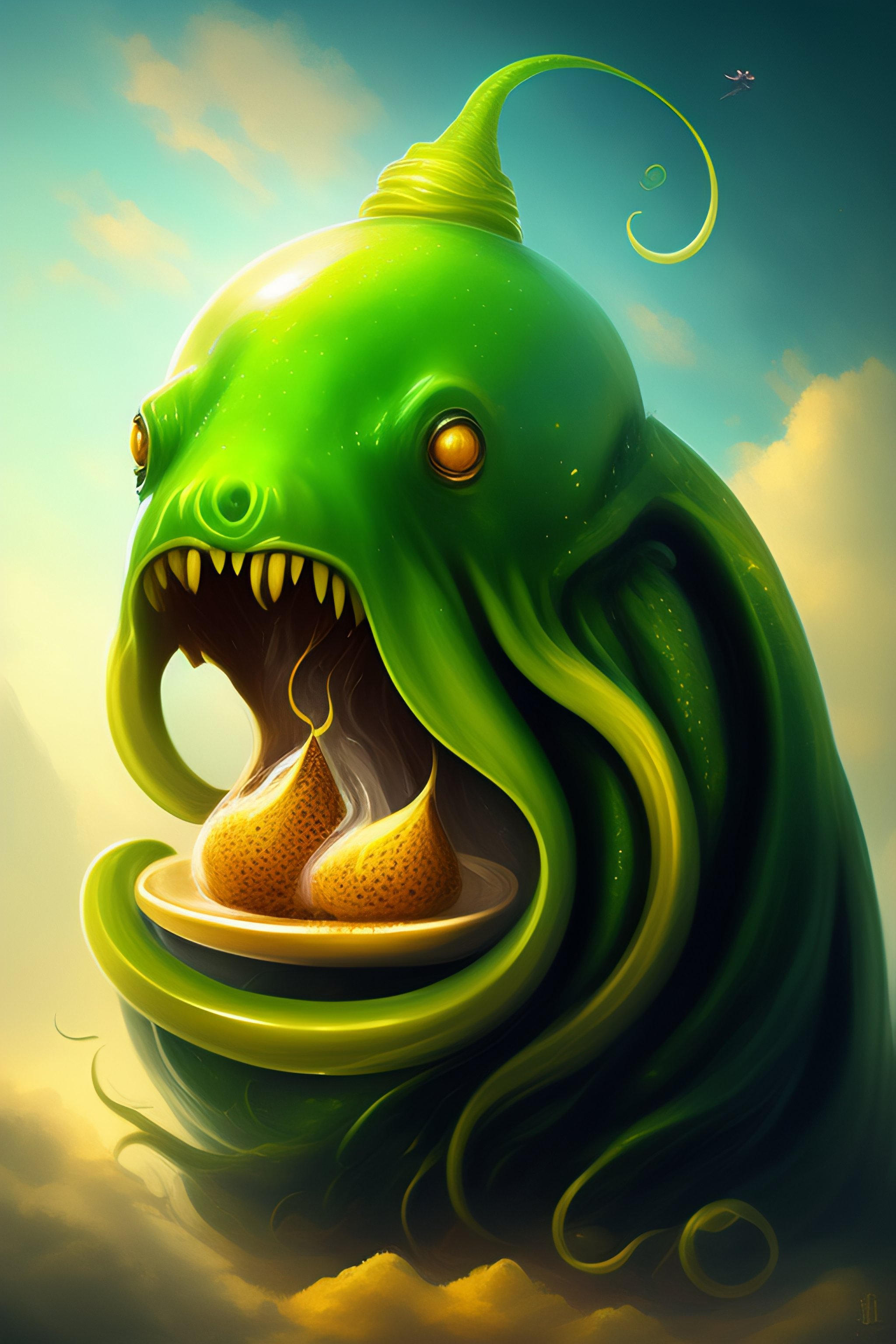 Lexica - Cthulhu eat banana, digital art, trending on artstation